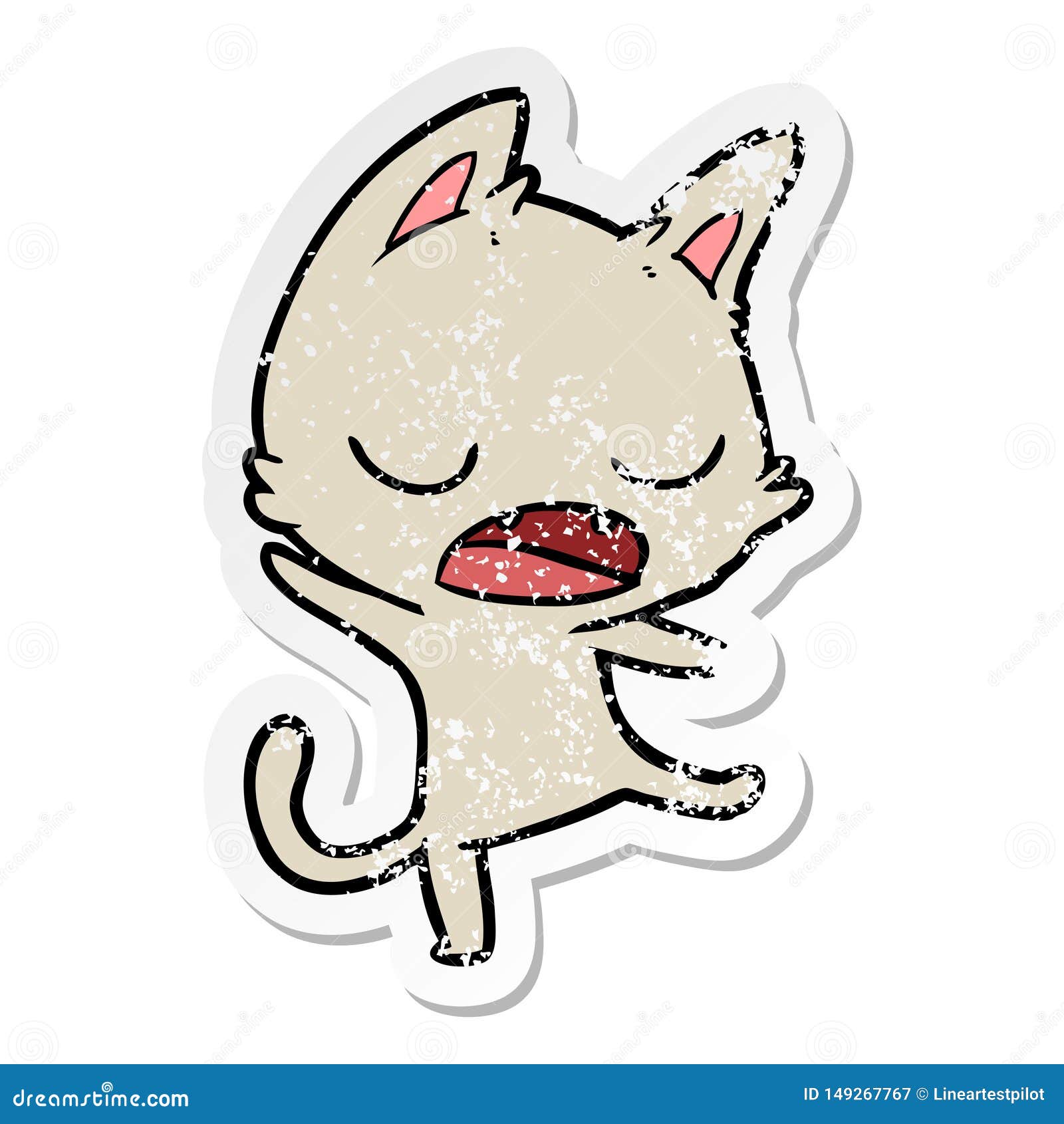 Distressed Sticker of a Talking Cat Cartoon Stock Vector - Illustration ...