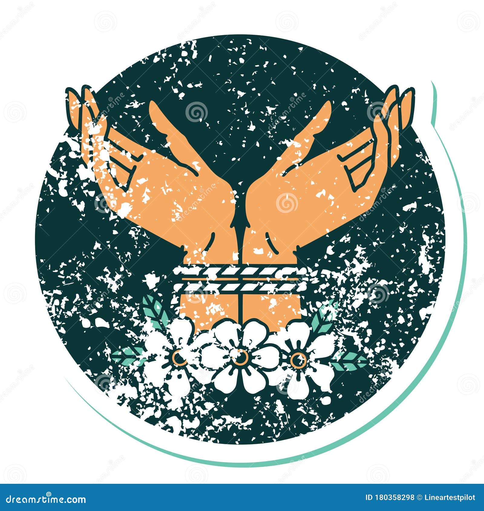 Distressed Sticker Tattoo Style Icon of Hands Tied Stock Vector ...