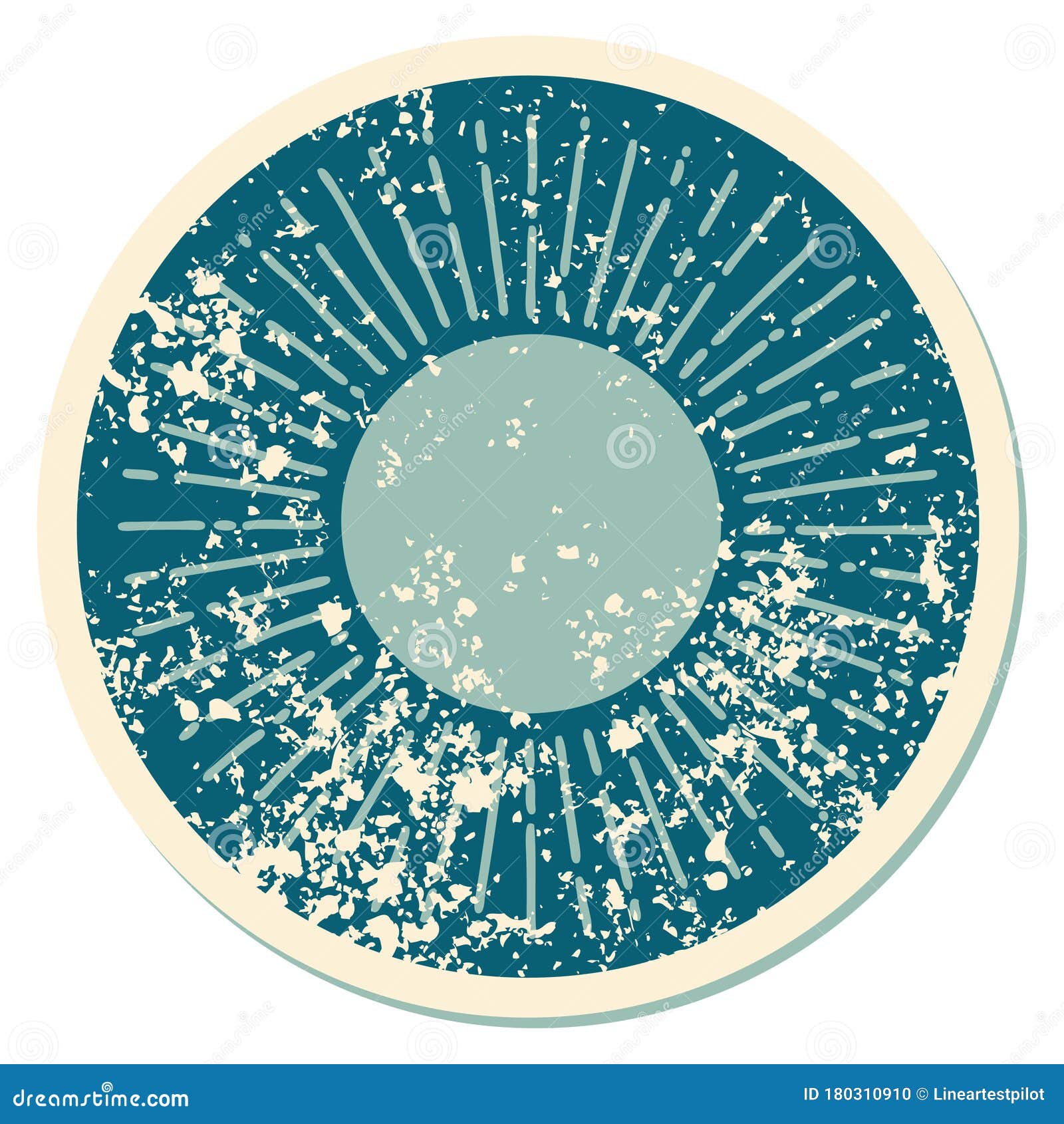 Distressed Sticker Tattoo Style Icon of a Sun Stock Vector ...