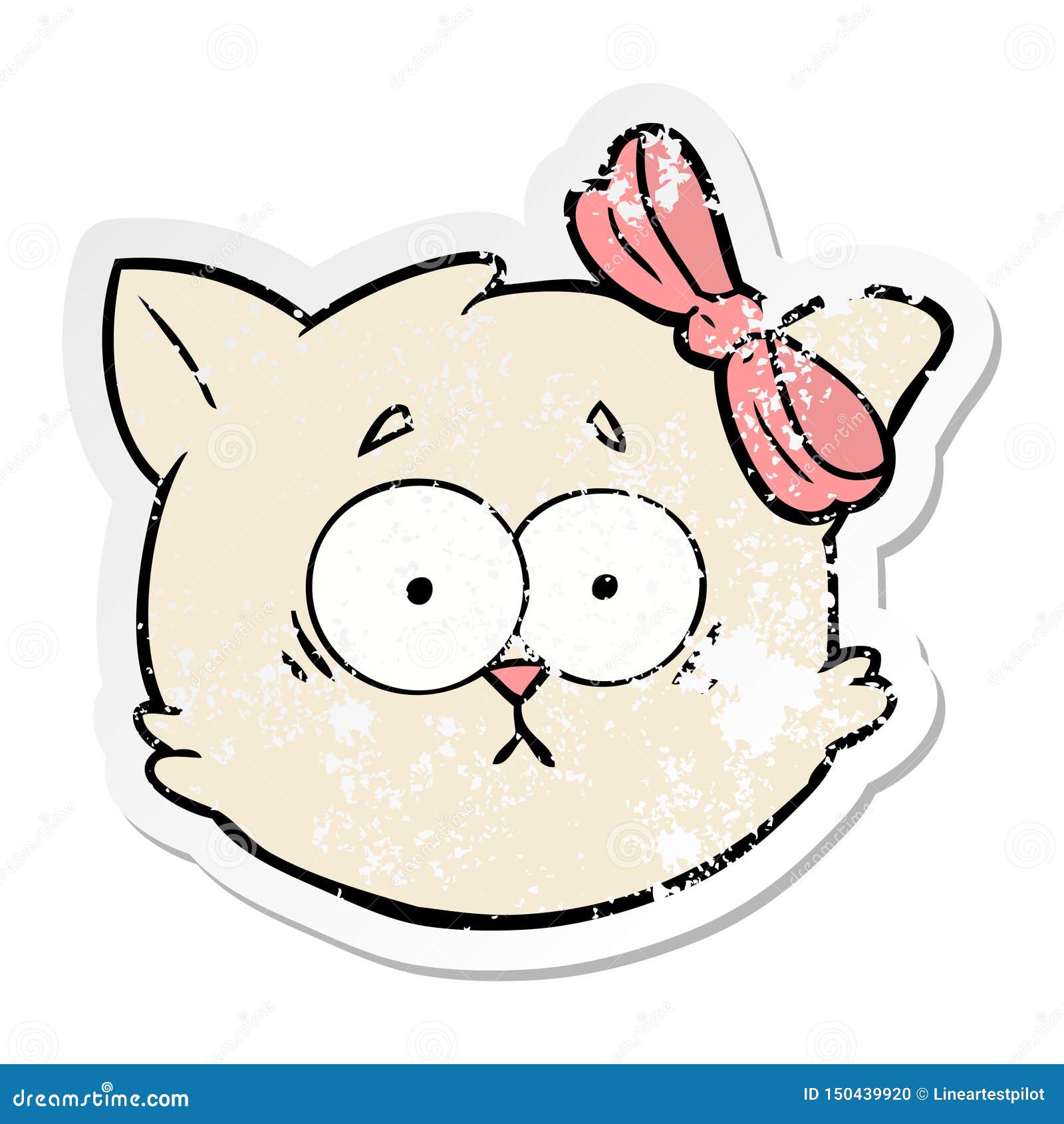 Distressed Sticker of a Worried Cartoon Cat Face Stock Vector ...