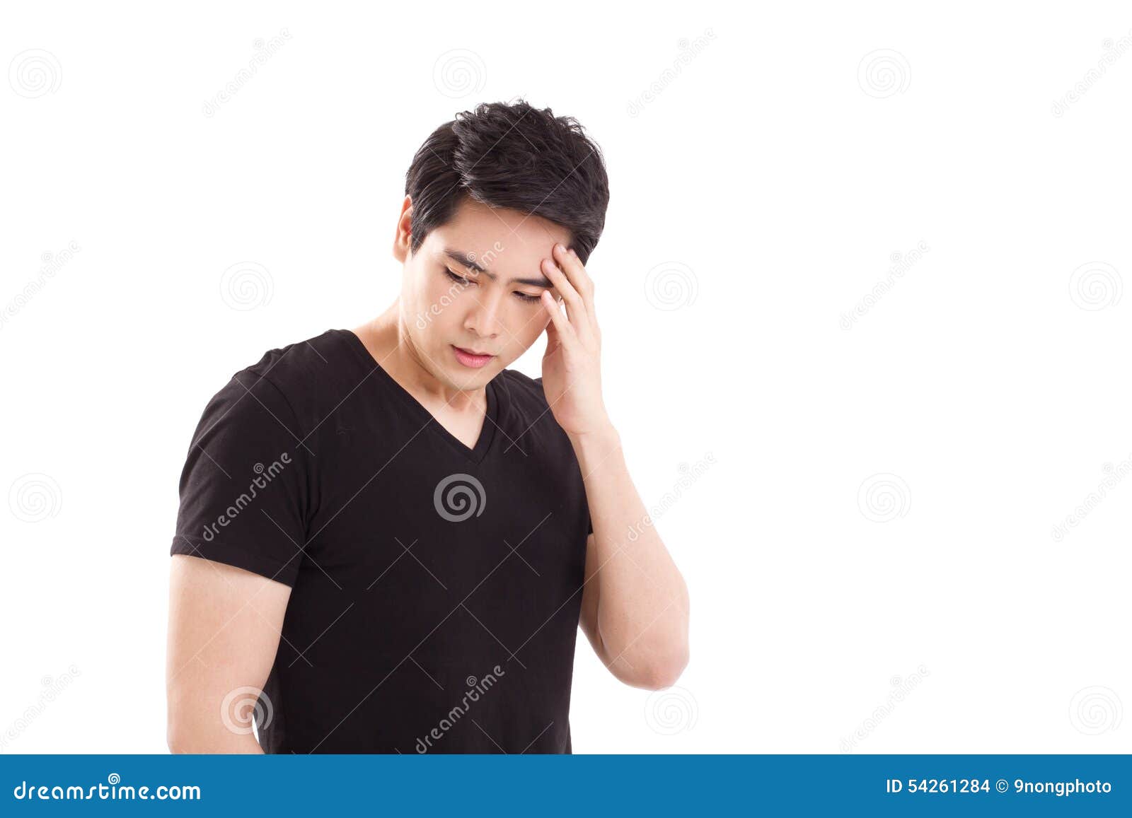 Distressed, Stressful Man Thinking, Suffering from Headache Stock Photo ...