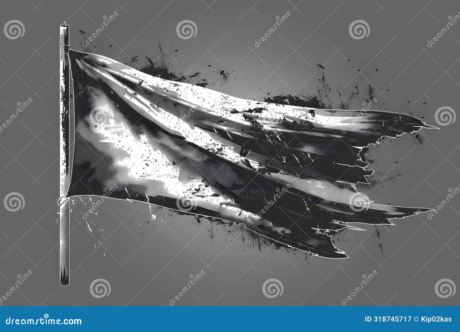 Distressed and Torn Flag with Black Ink Splatter - Concept of Struggle ...