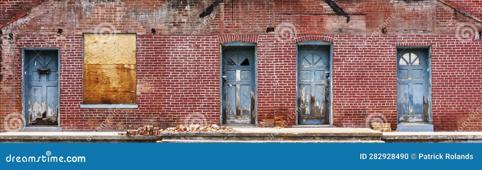Distressed Urban Brick Building Front Stock Photo - Image of home ...