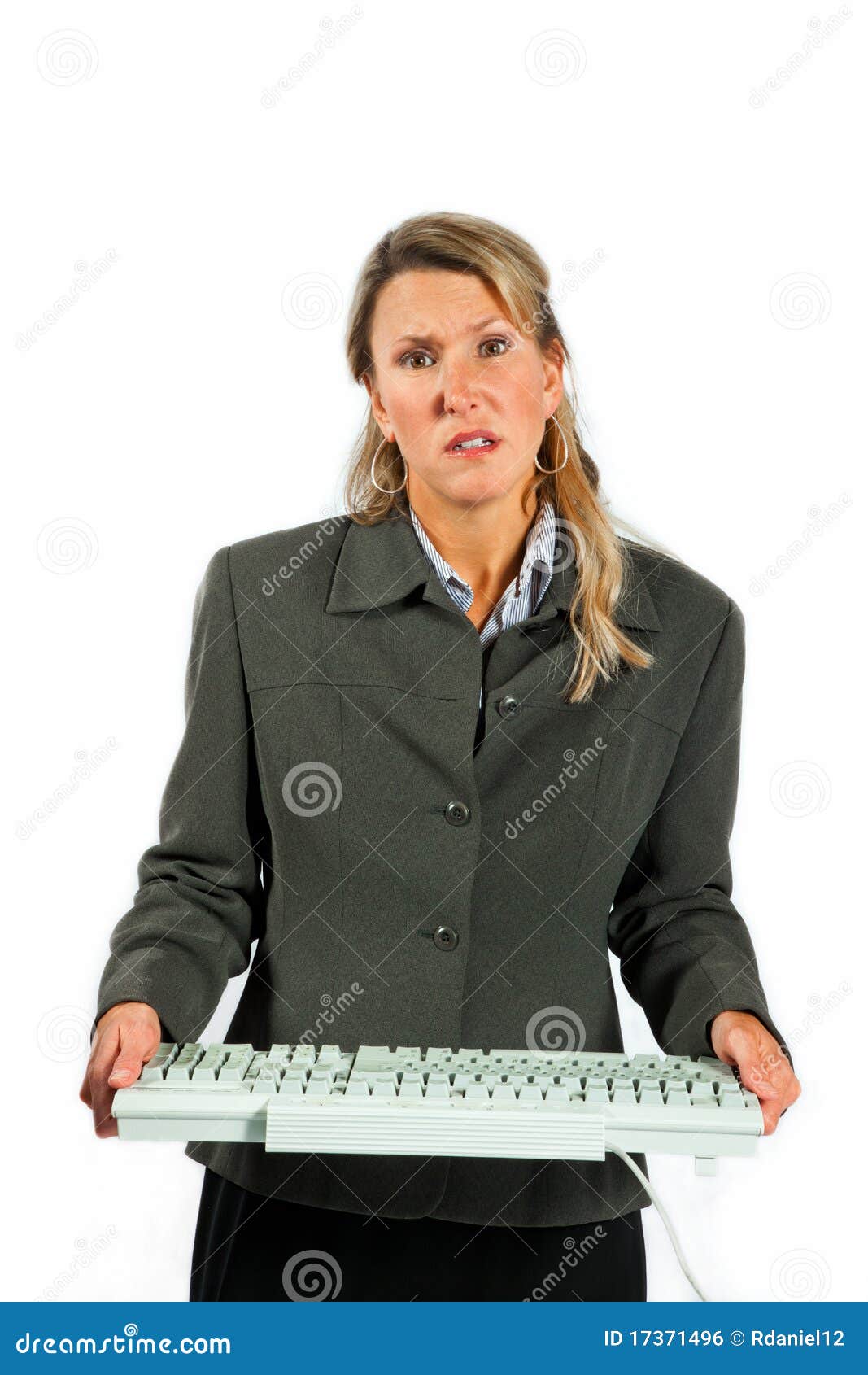 Distressed Woman with Keyboard Stock Photo - Image of female ...