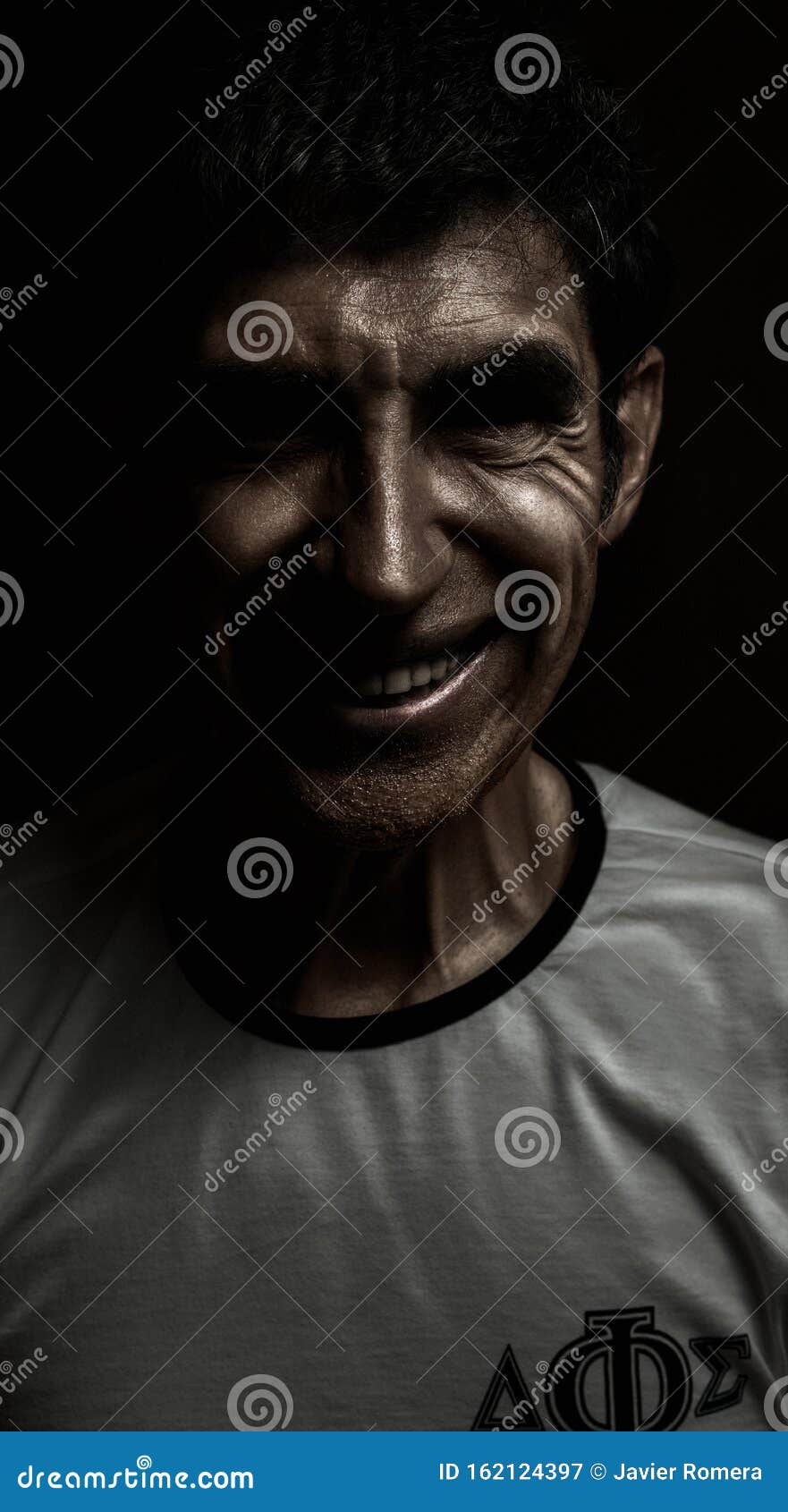 Psychopath Man Smiling at Camera Stock Image - Image of fright, black ...