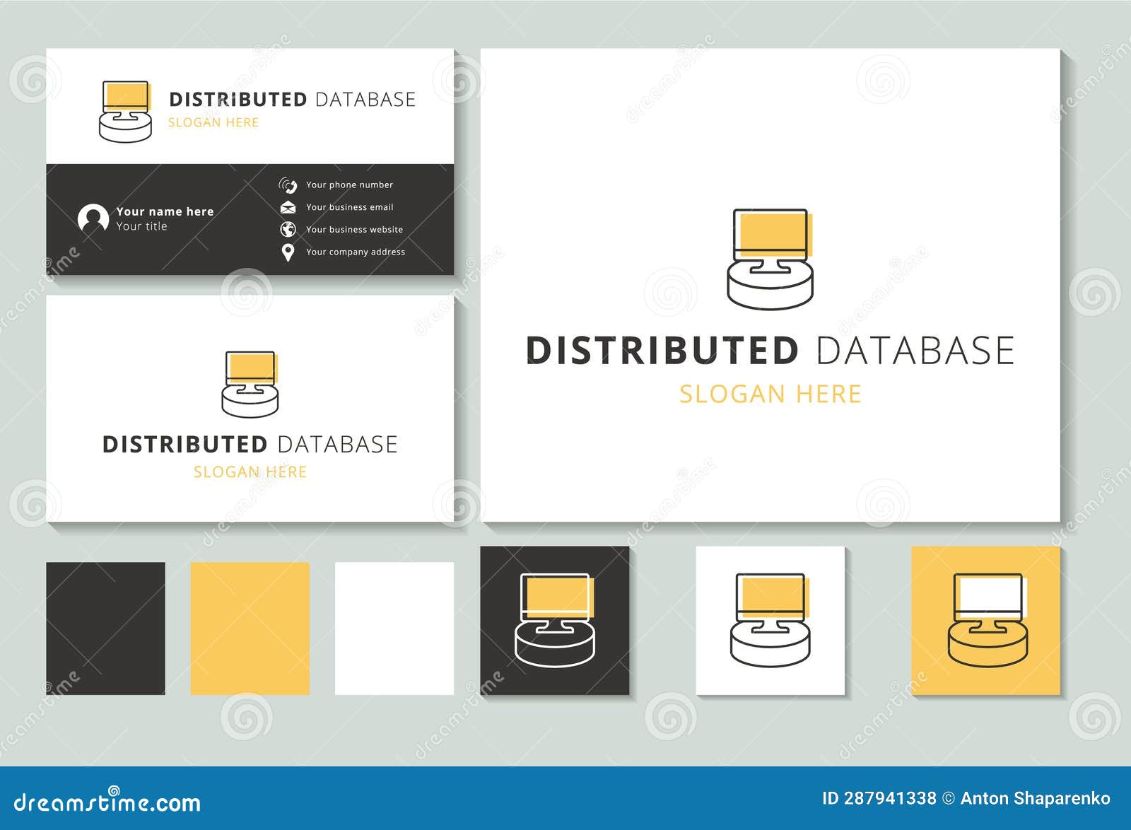 Distributed Database Logo Design with Editable Slogan. Branding Book ...