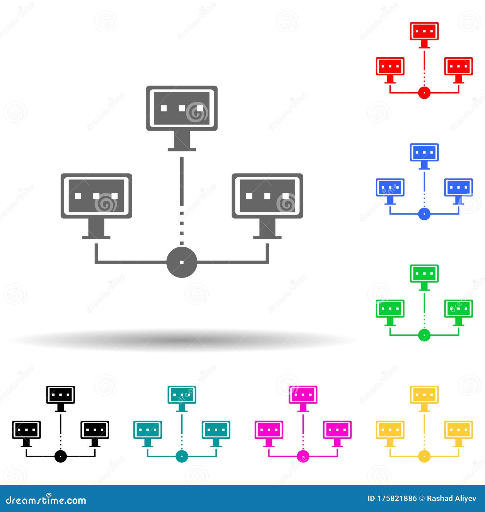 Distributed Database Multi Color Style Icon. Simple Glyph, Flat Vector ...