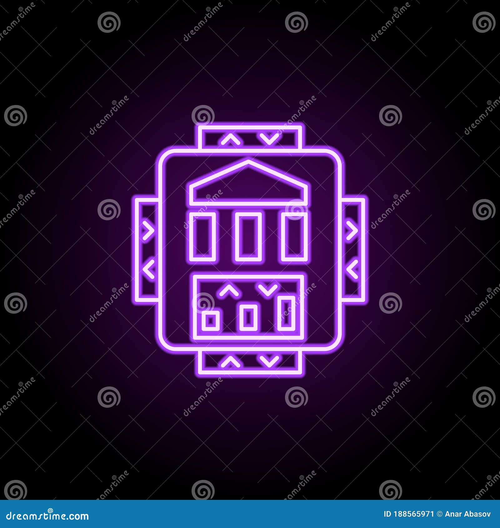 Distributed Ledger Icon. Elements of Bitcoin Blockchain in Neon Style ...