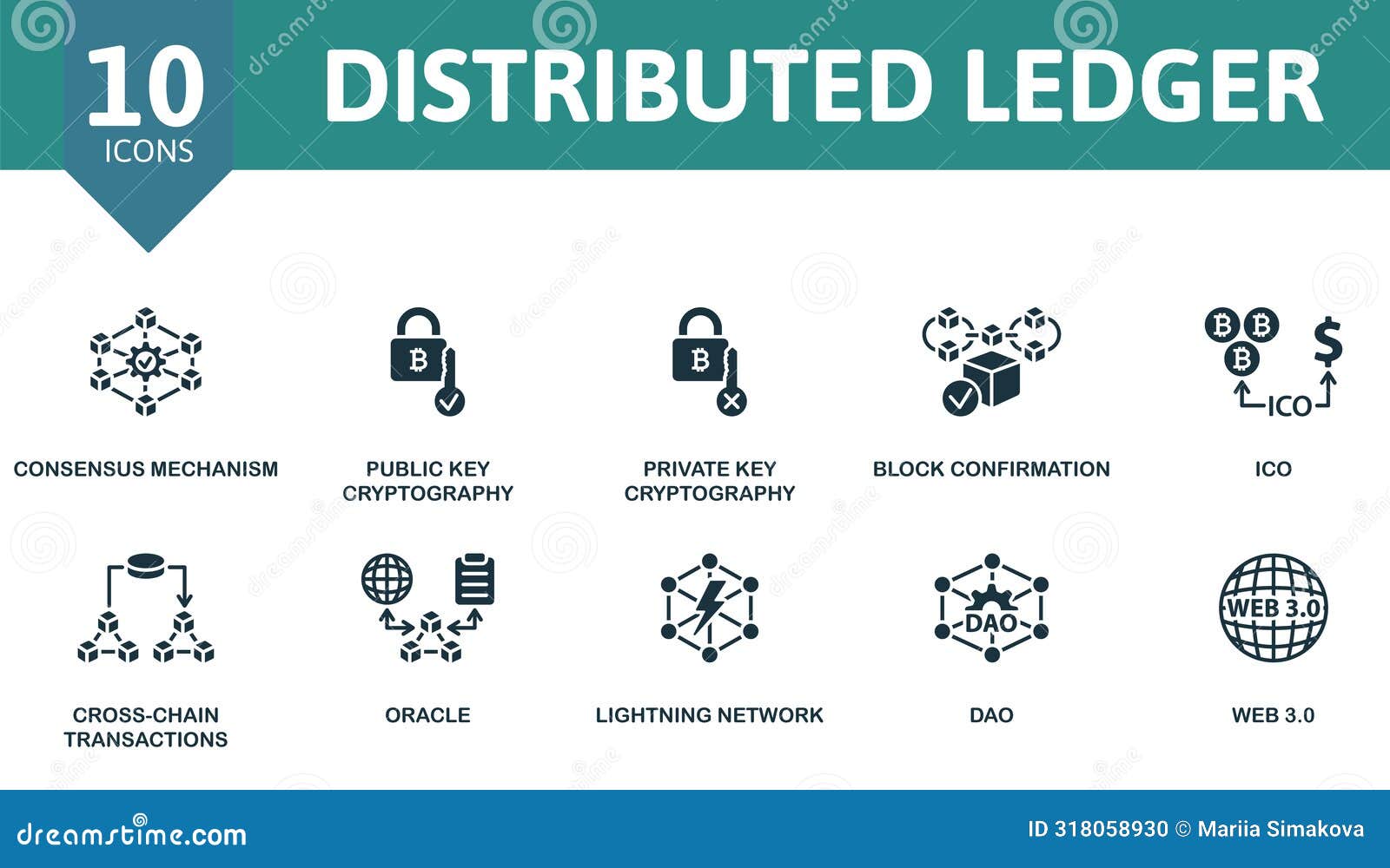 Distributed Ledger Set. Creative Icons. Editable Elements. Stock Vector - Illustration of modern ...