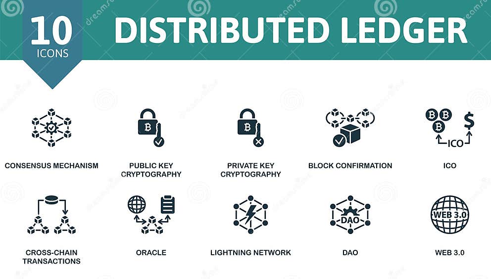 Distributed Ledger Set. Creative Icons. Editable Elements. Stock Vector ...