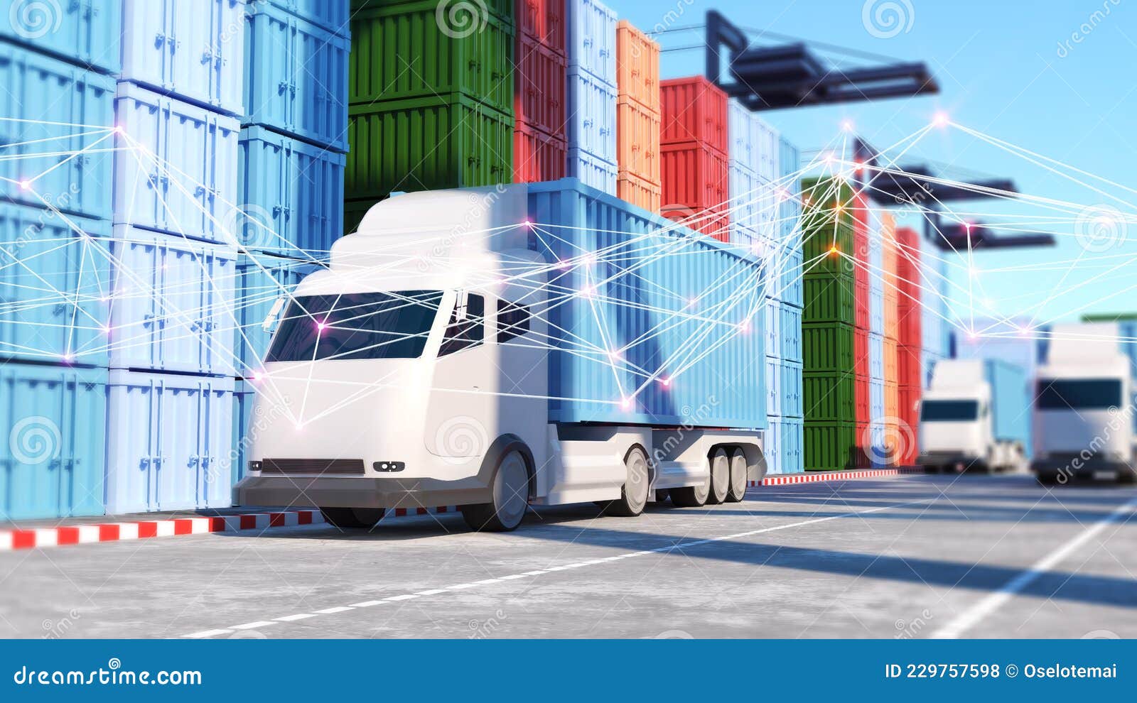 Distributing Goods From The Port By Transport Containers,container Car ...