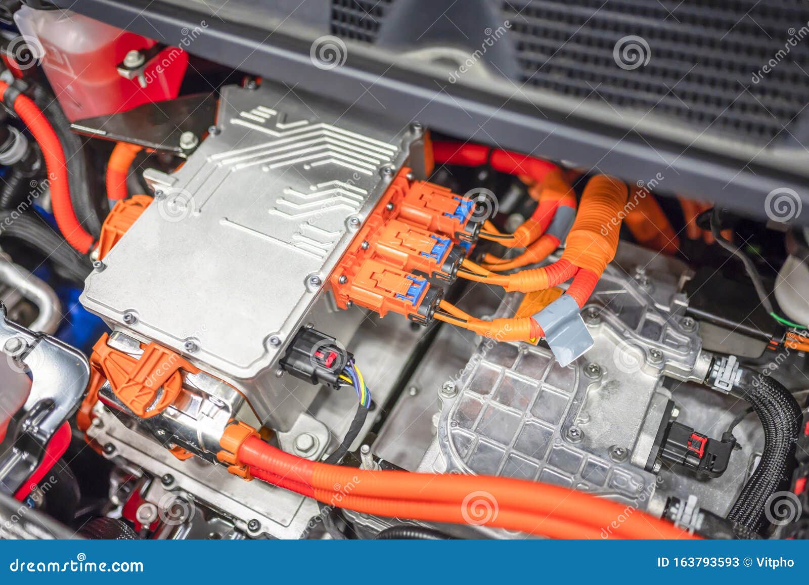 Distribution Block of an Electric Car Engine Stock Image - Image of ...