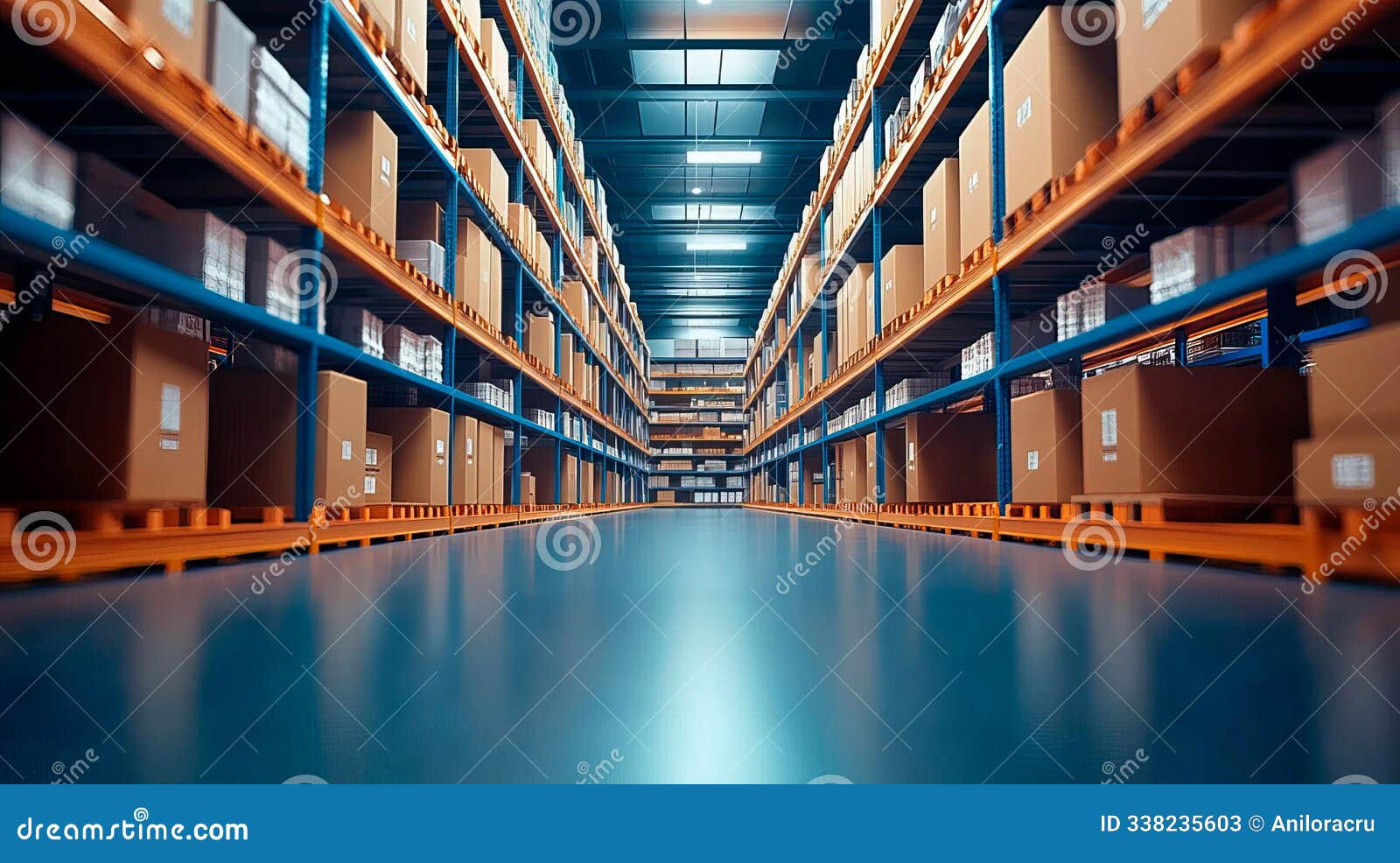 Distribution Center with Box Packaging on Shelves Stock Image - Image ...