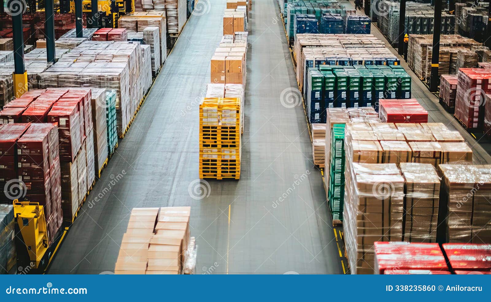 Distribution Center with Box Packaging on Shelves Stock Photo - Image ...