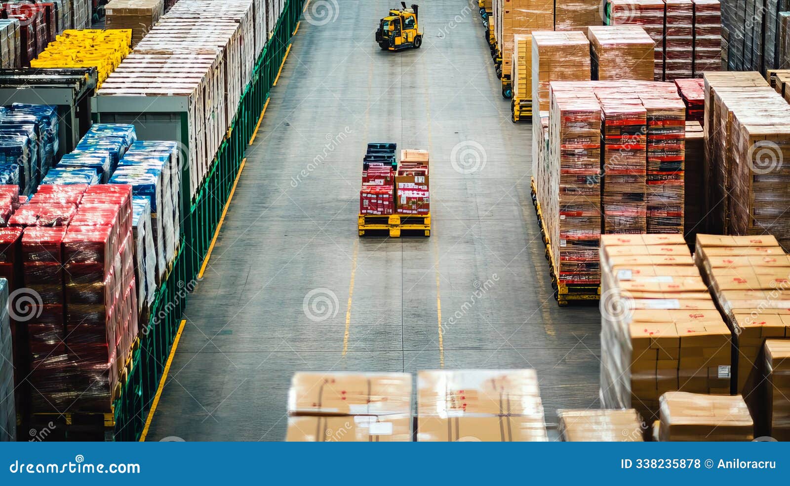 Distribution Center with Box Packaging on Shelves Stock Photo - Image ...