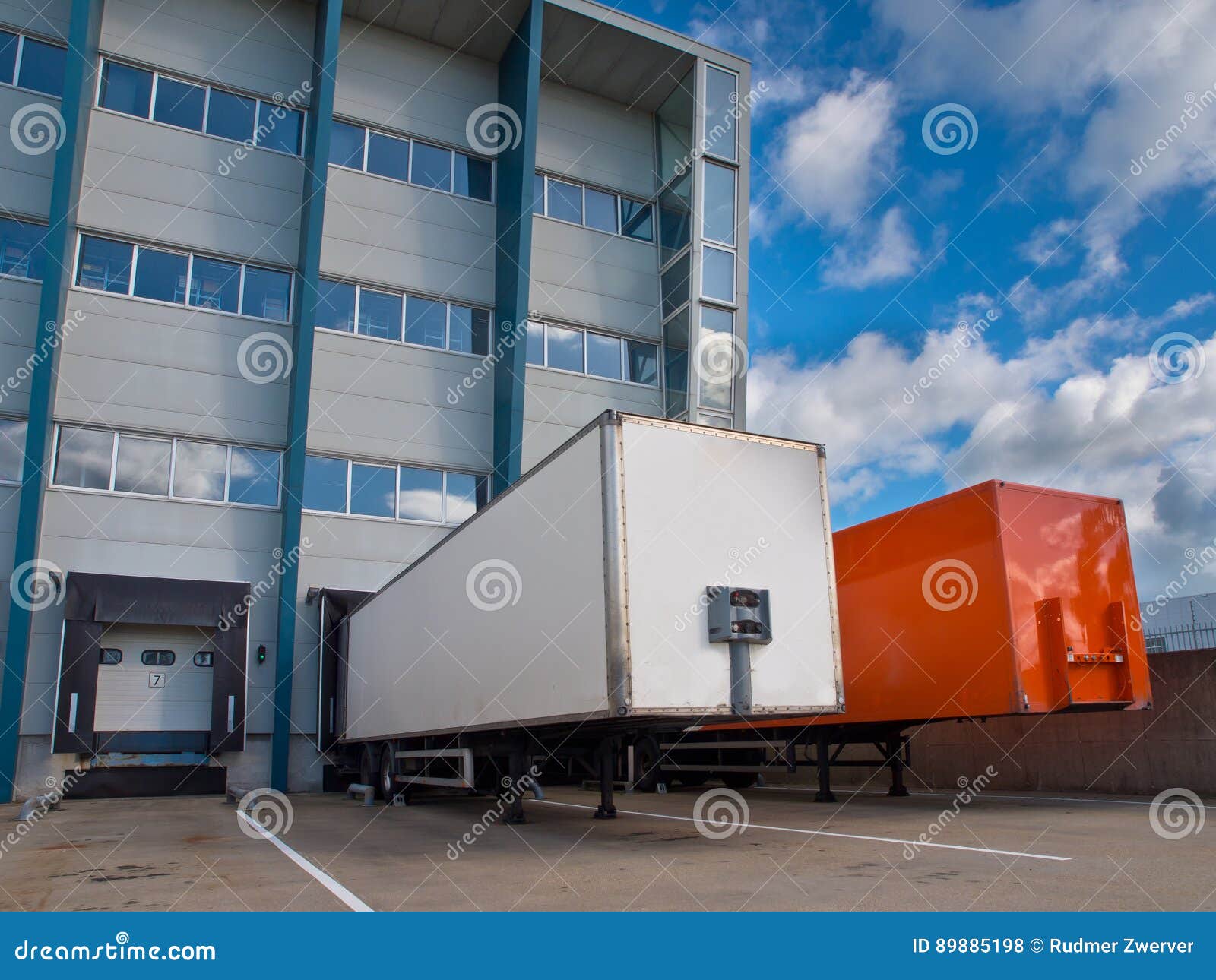 Distribution Center with Trailers Stock Photo - Image of numbers, dock ...