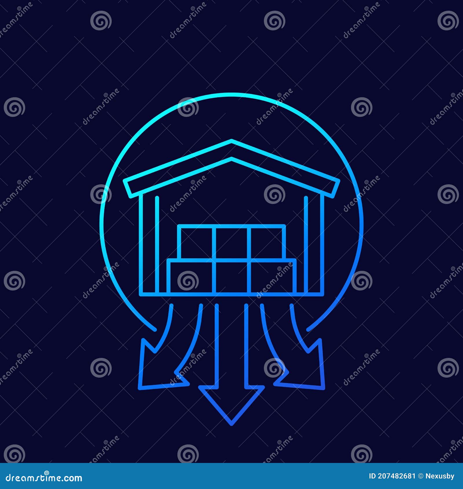 Distribution Center or Warehouse Linear Icon Stock Vector ...