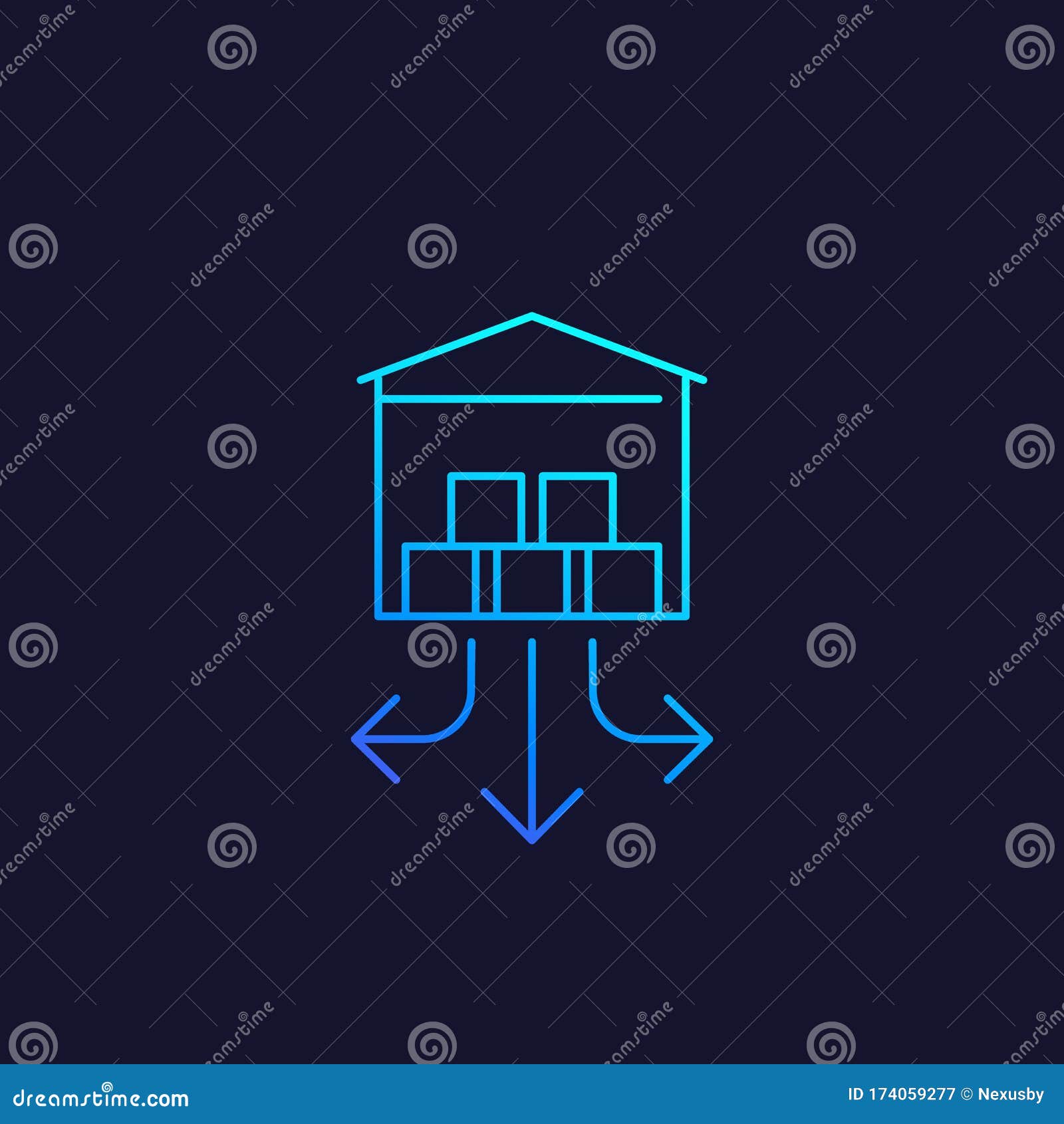 Distribution Center, Warehouse Vector Line Icon Stock Vector ...