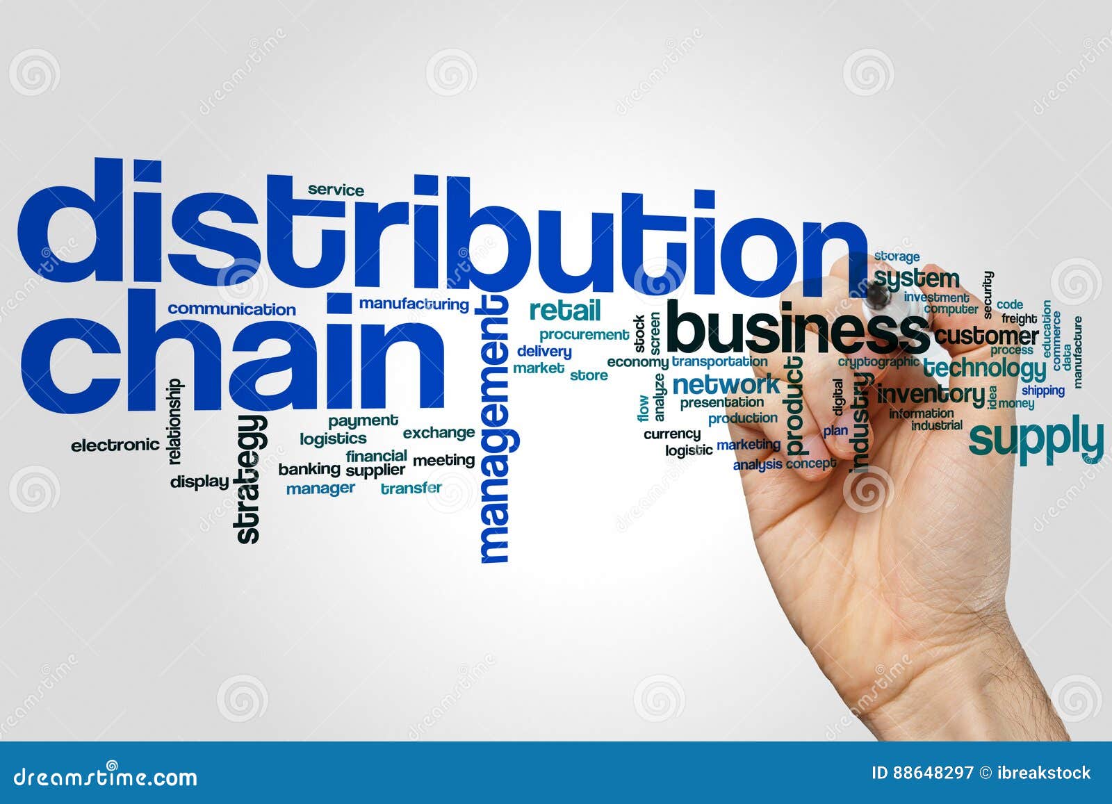 Distribution Chain Word Cloud Concept on Grey Background Stock ...