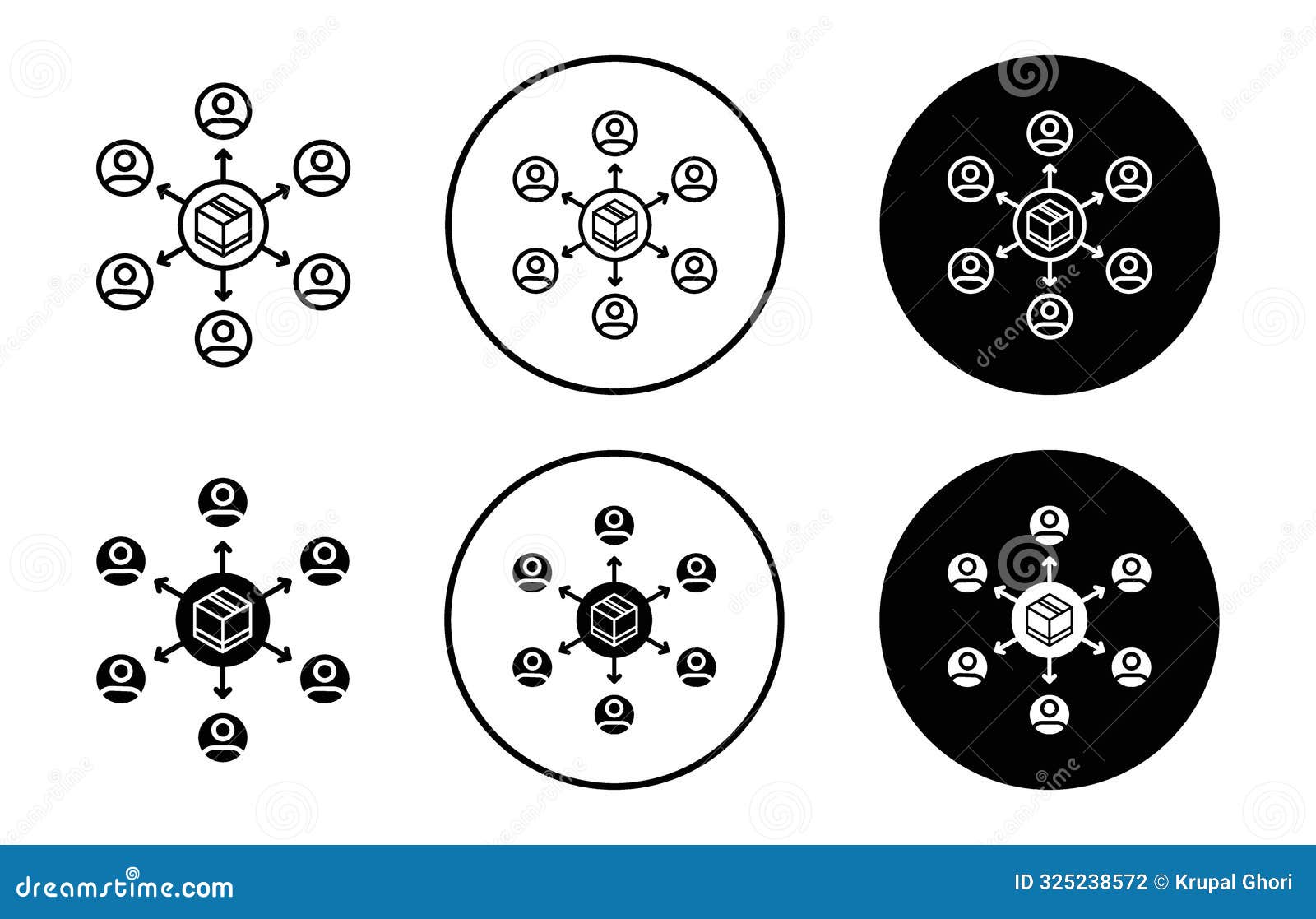 Distribution Channel Icon Outline Flat Icon Stock Illustration ...