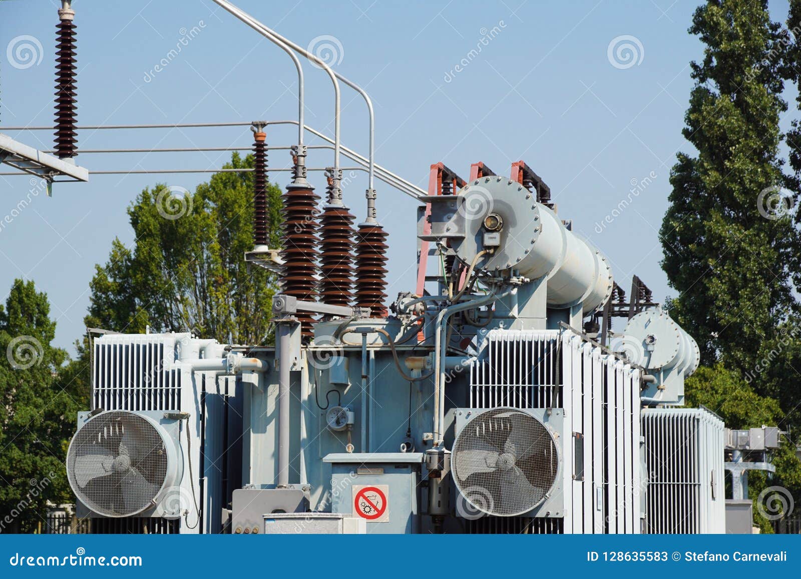 Distribution Electric Substation with Power Lines and Transformers ...