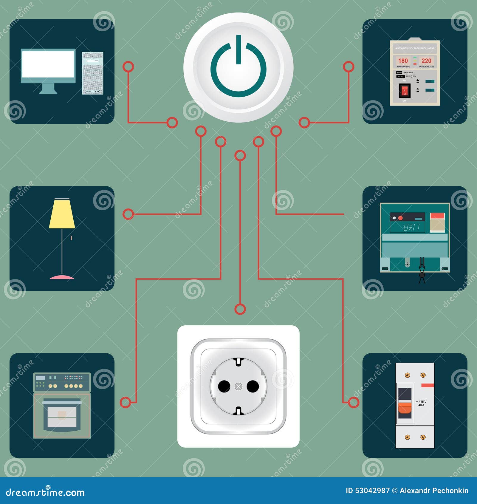 Distribution of Electrical Circuits Stock Vector - Illustration of icon ...
