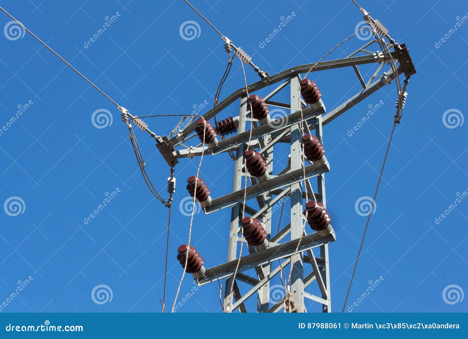 Distribution of Electrical Energy. Columns High Voltage Power Lines ...