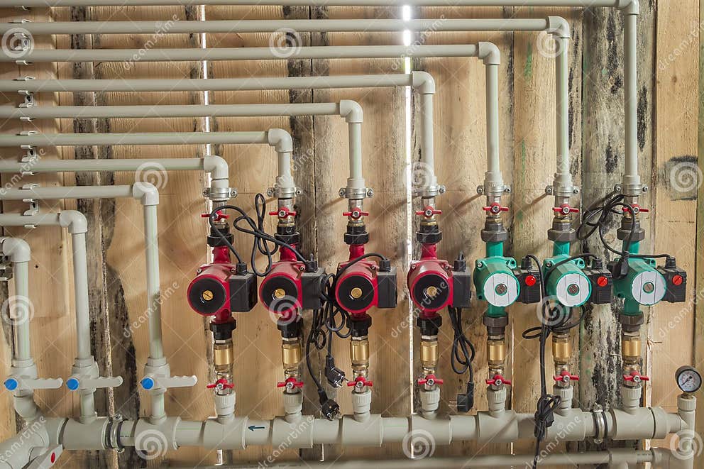 Distribution Header of the Heating System in the Boiler Room, with ...