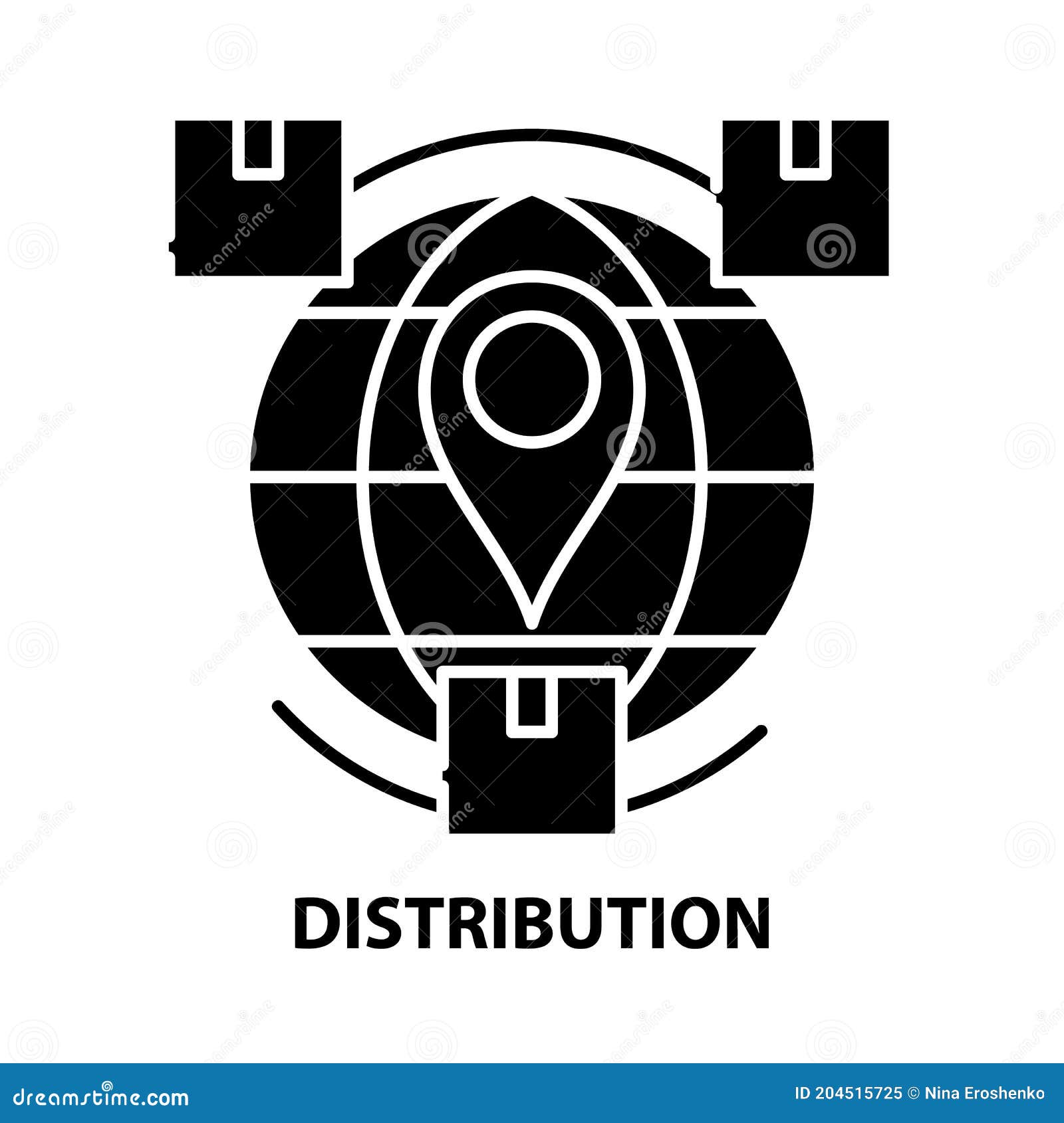 Distribution Icon, Black Vector Sign with Editable Strokes, Concept ...