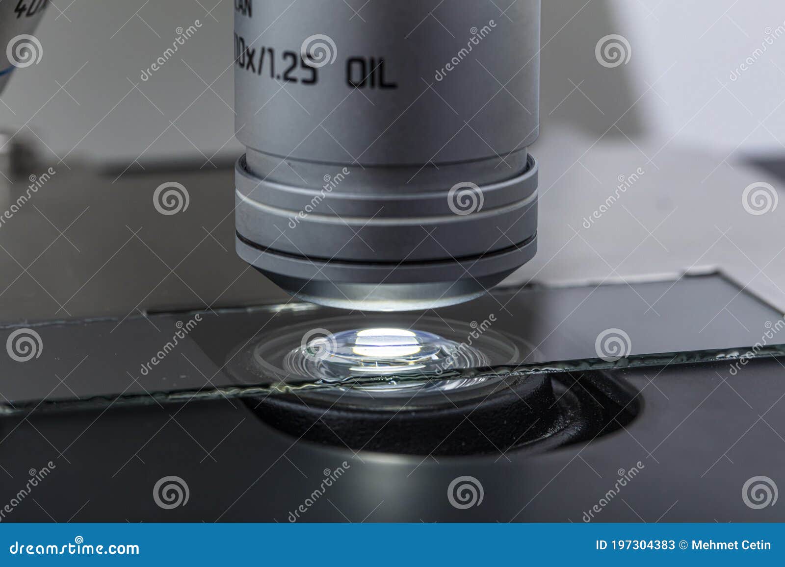 Distribution of Immersion Oil Under Light Microscope Objective Lens ...