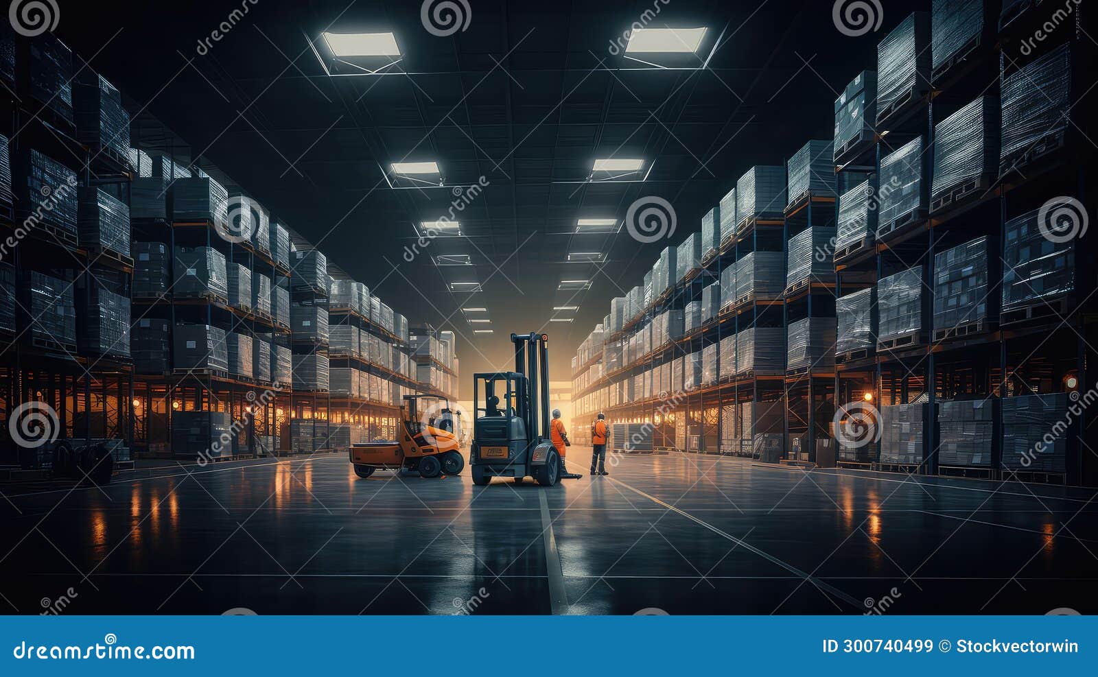 Inside The Warehouse, Distribution And Packaging Of Goods Is Automated With Conveyors And Robots ...