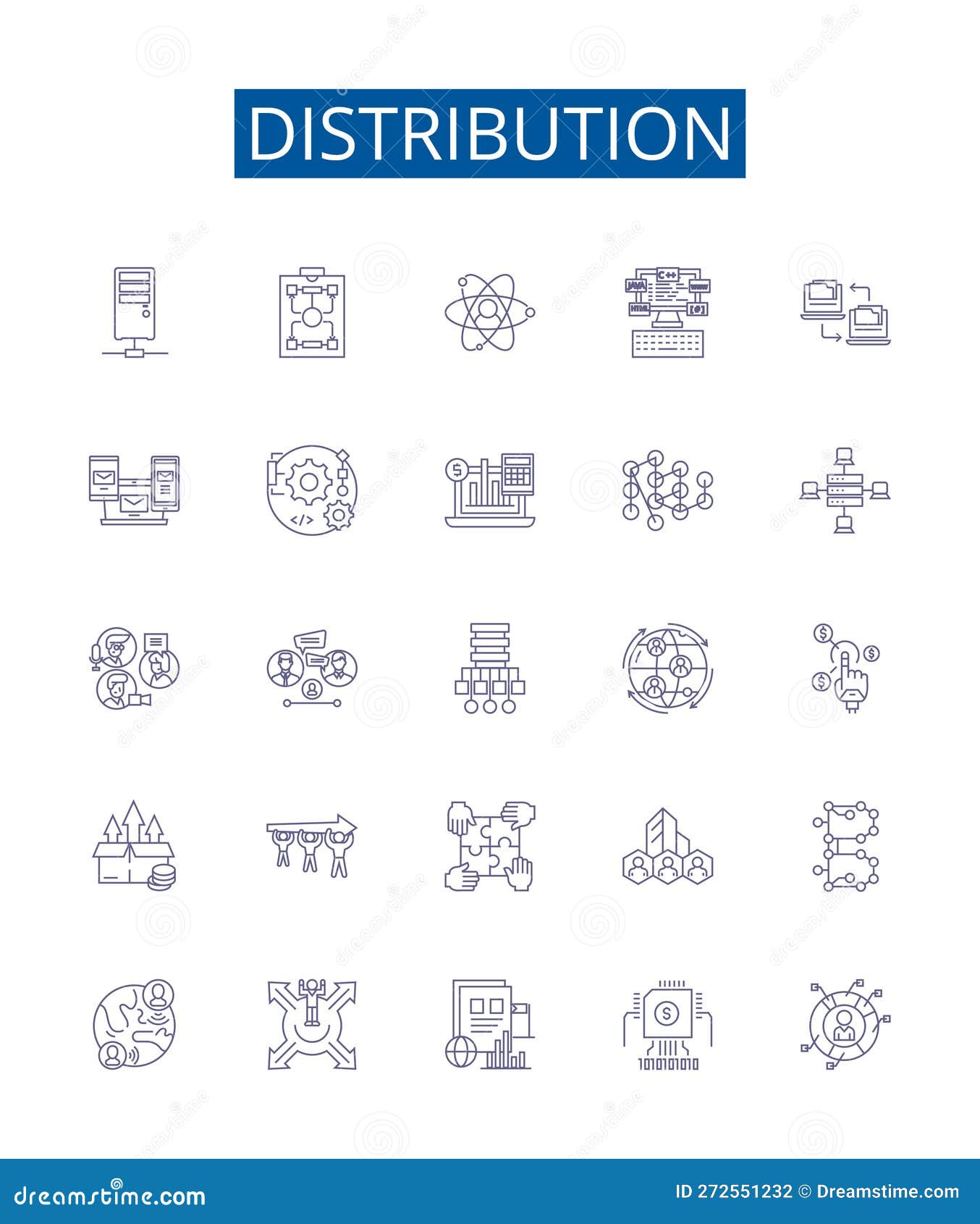 Distribution Line Icons Signs Set. Design Collection Of Distribute ... Distribution Line Icons Signs Set. Design Collection Of Distribute ...