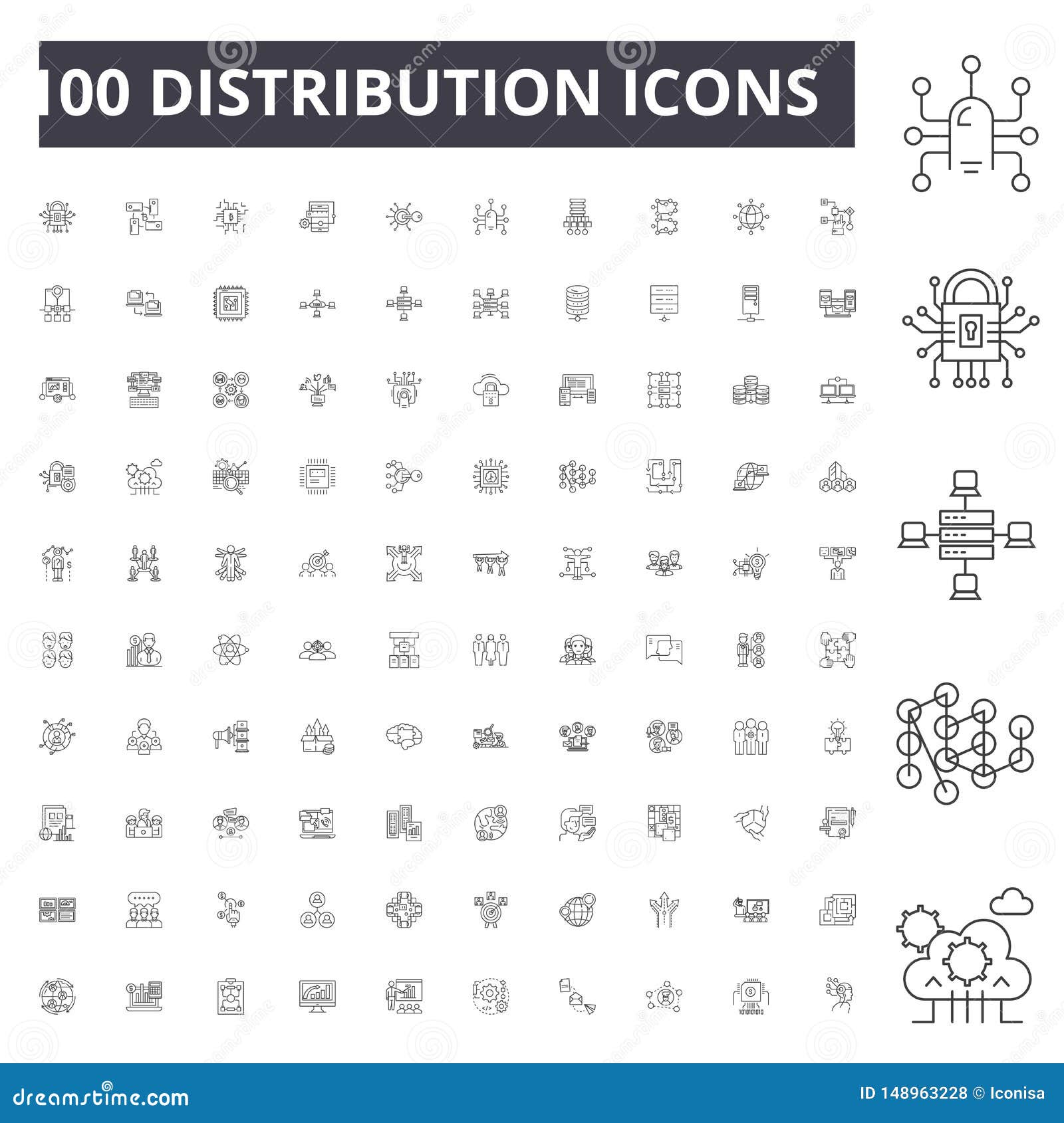 Distribution Line Icons, Signs, Vector Set, Outline Illustration ...