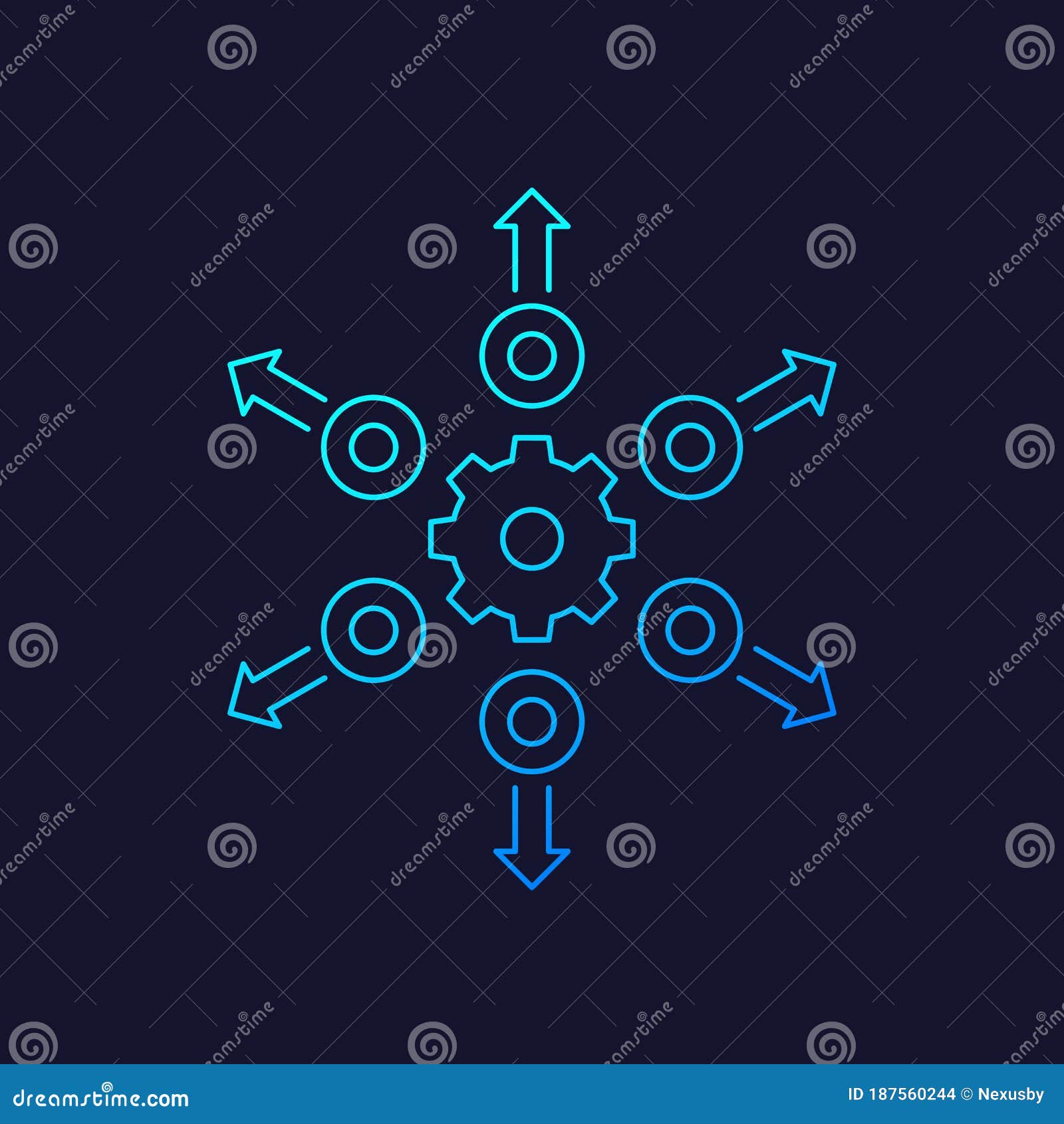 Distribution Linear Icon with Gear Stock Illustration - Illustration of ...