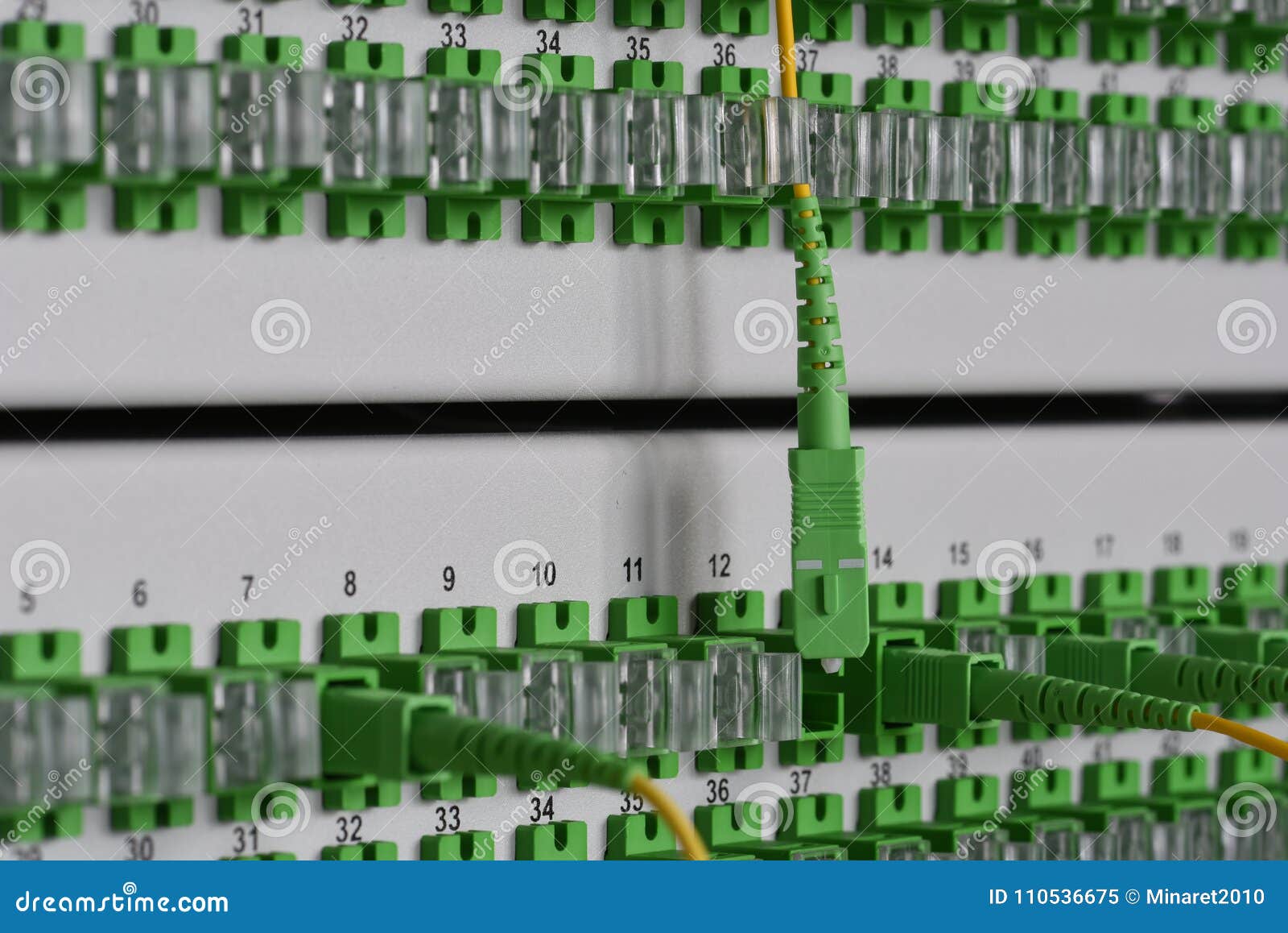 Distribution Panel of Fiber Network with Optical Network Cables Stock ...