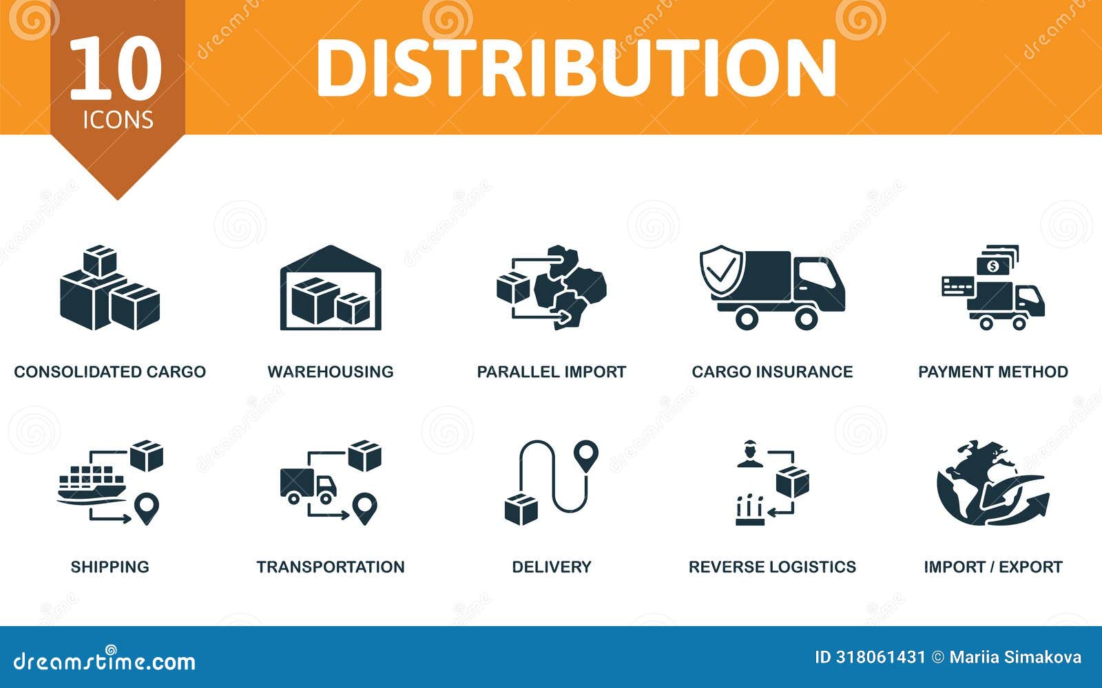 Distribution Set. Creative Icons. Editable Elements. Stock Vector ...