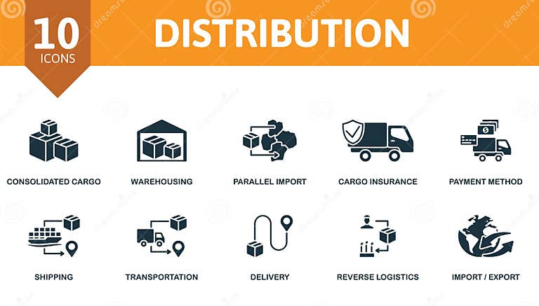 Distribution Set. Creative Icons. Editable Elements. Stock Vector ...