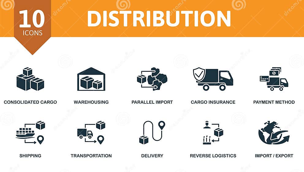 Distribution Set. Creative Icons. Editable Elements. Stock Vector ...