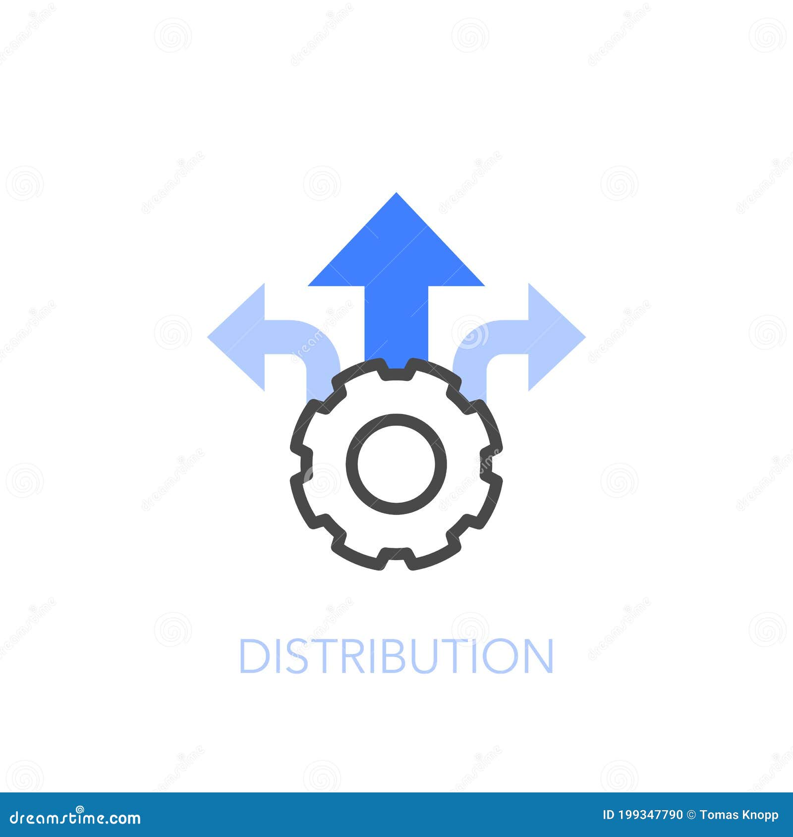 Distribution Symbol with a Cogwheel and Direction Indicators Stock ...