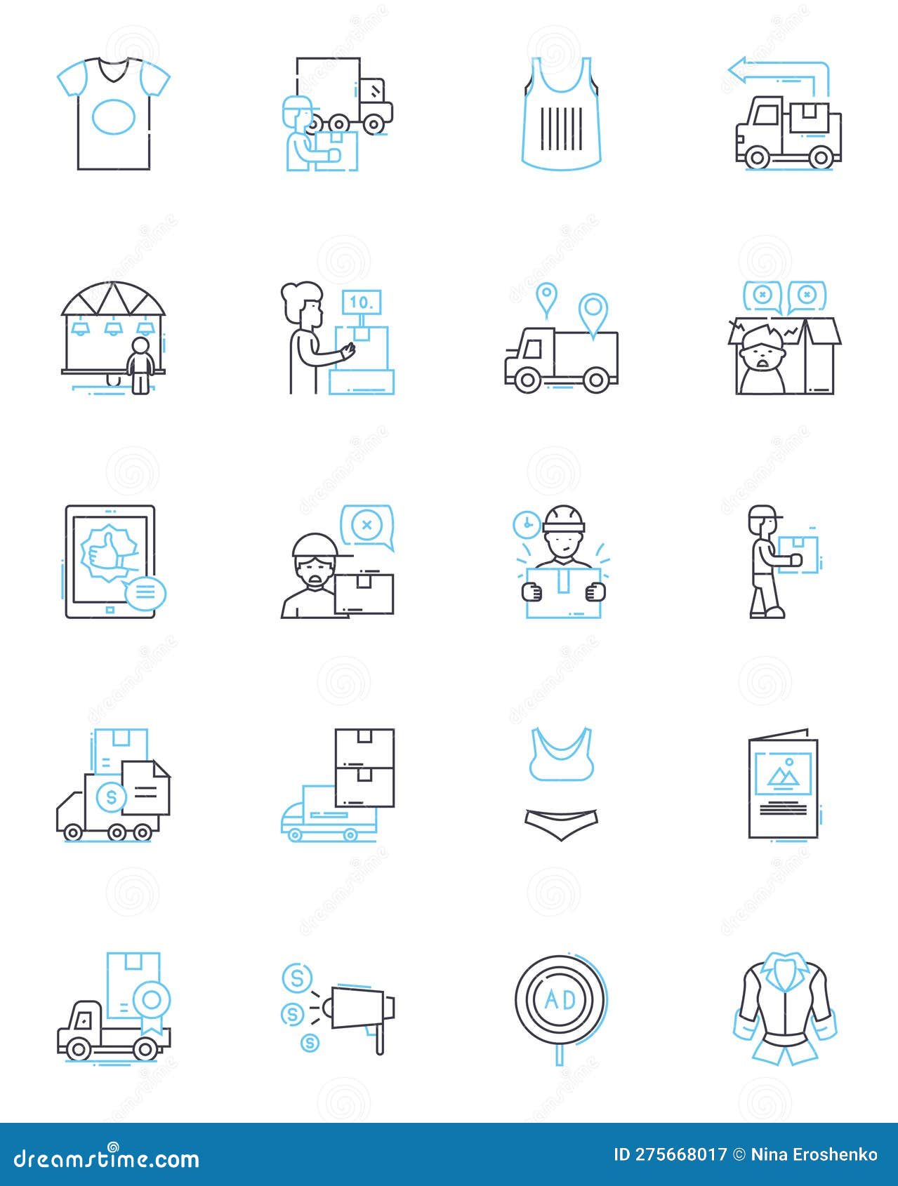 Distribution Systems Linear Icons Set. Logistics, Warehousing ...