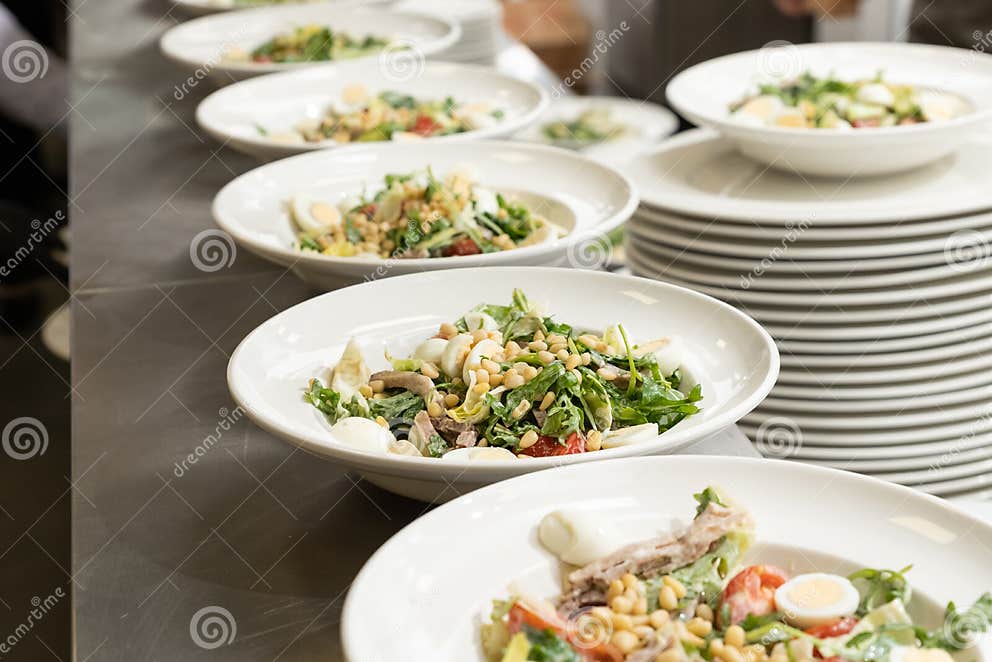 The Distribution Table in the Kitchen of the Restaurant Stock Image ...