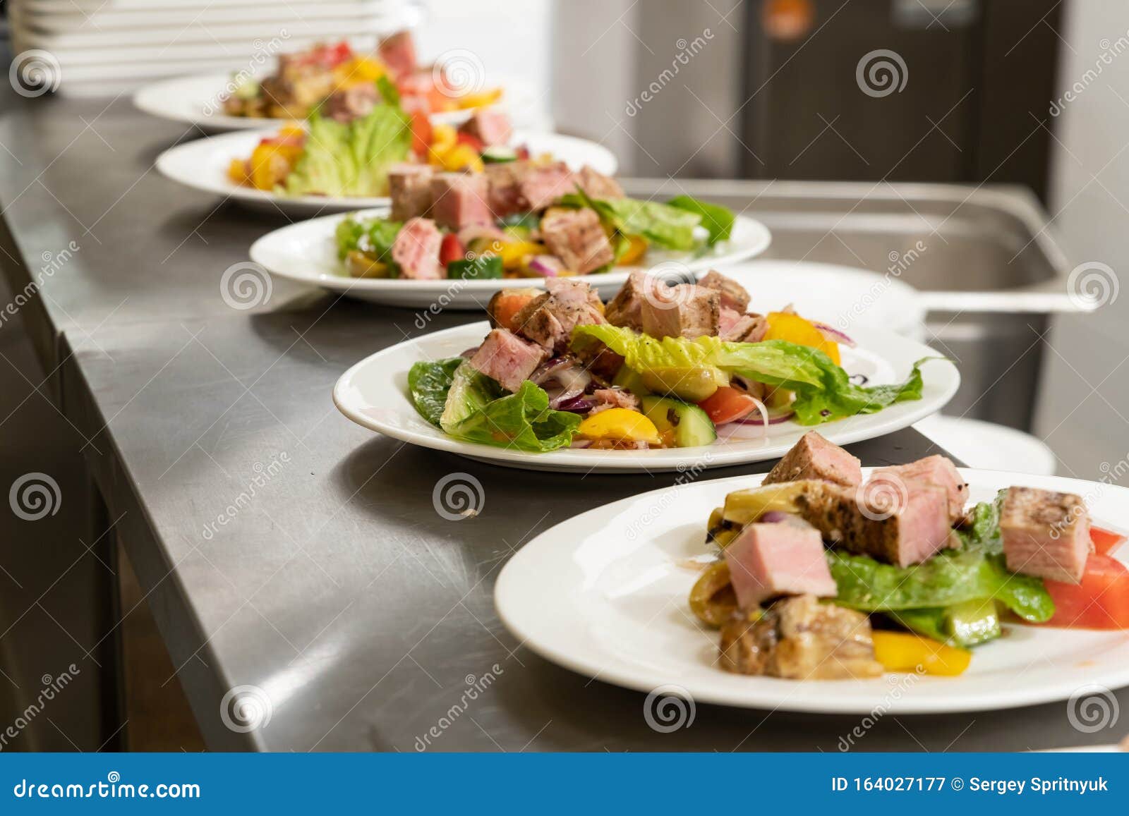 The Distribution Table in the Kitchen of the Restaurant Stock Image ...