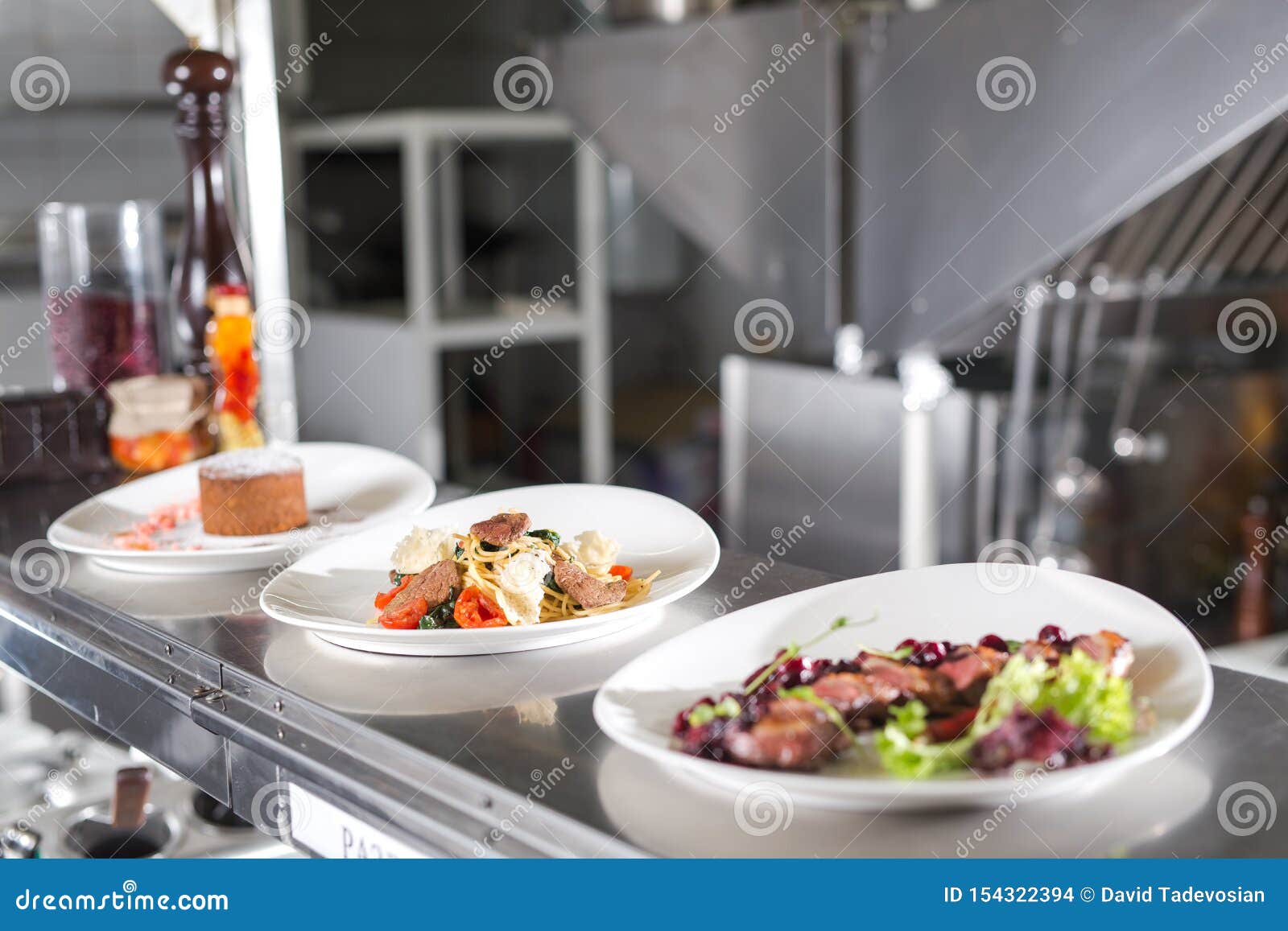 The Distribution Table in the Kitchen of the Restaurant Stock Photo ...