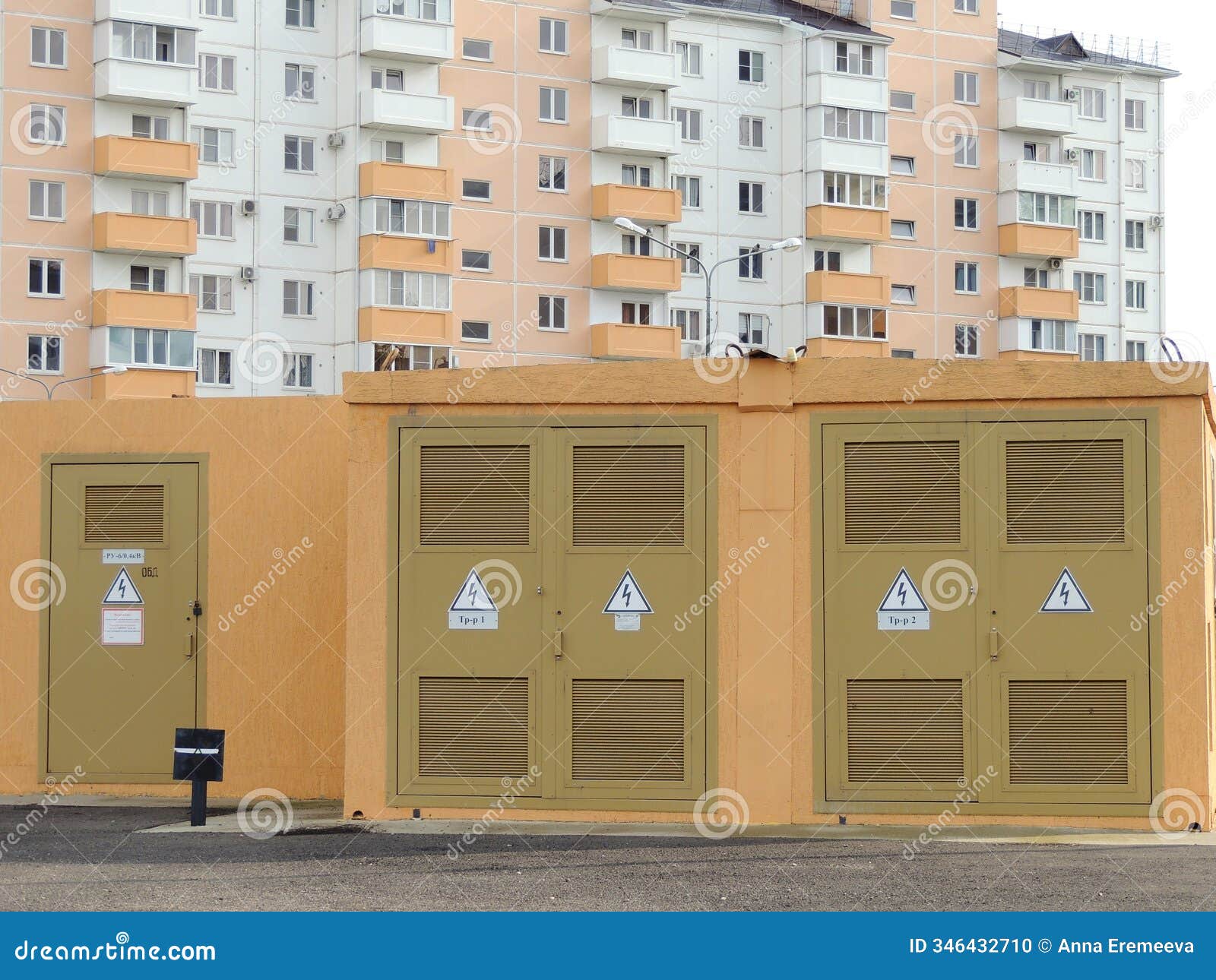 Electrical Transformer in the Courtyard of Apartment Buildings Stock ...