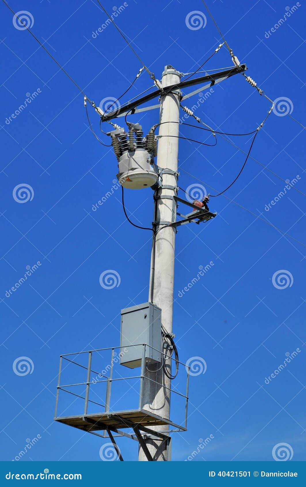 Concrete Power Line Post, Underground Power Cable Goes Into Overhead ...