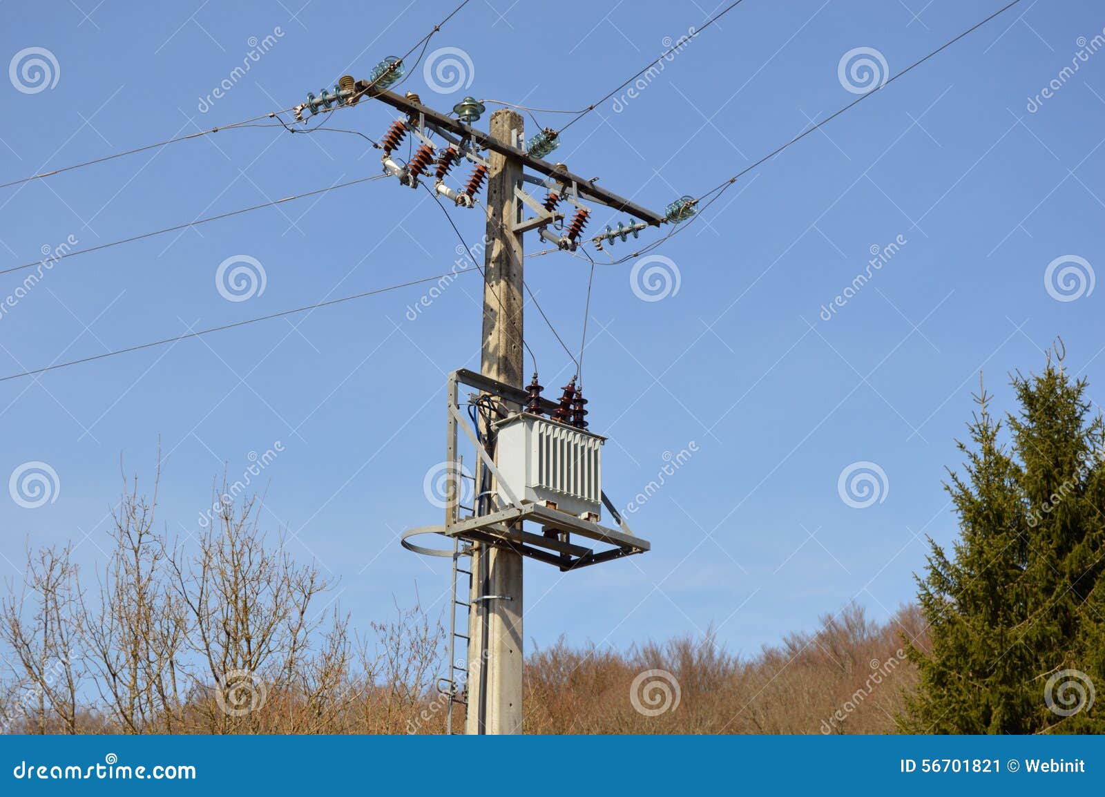 Distribution Transformer on Pole Stock Image - Image of distribution ...