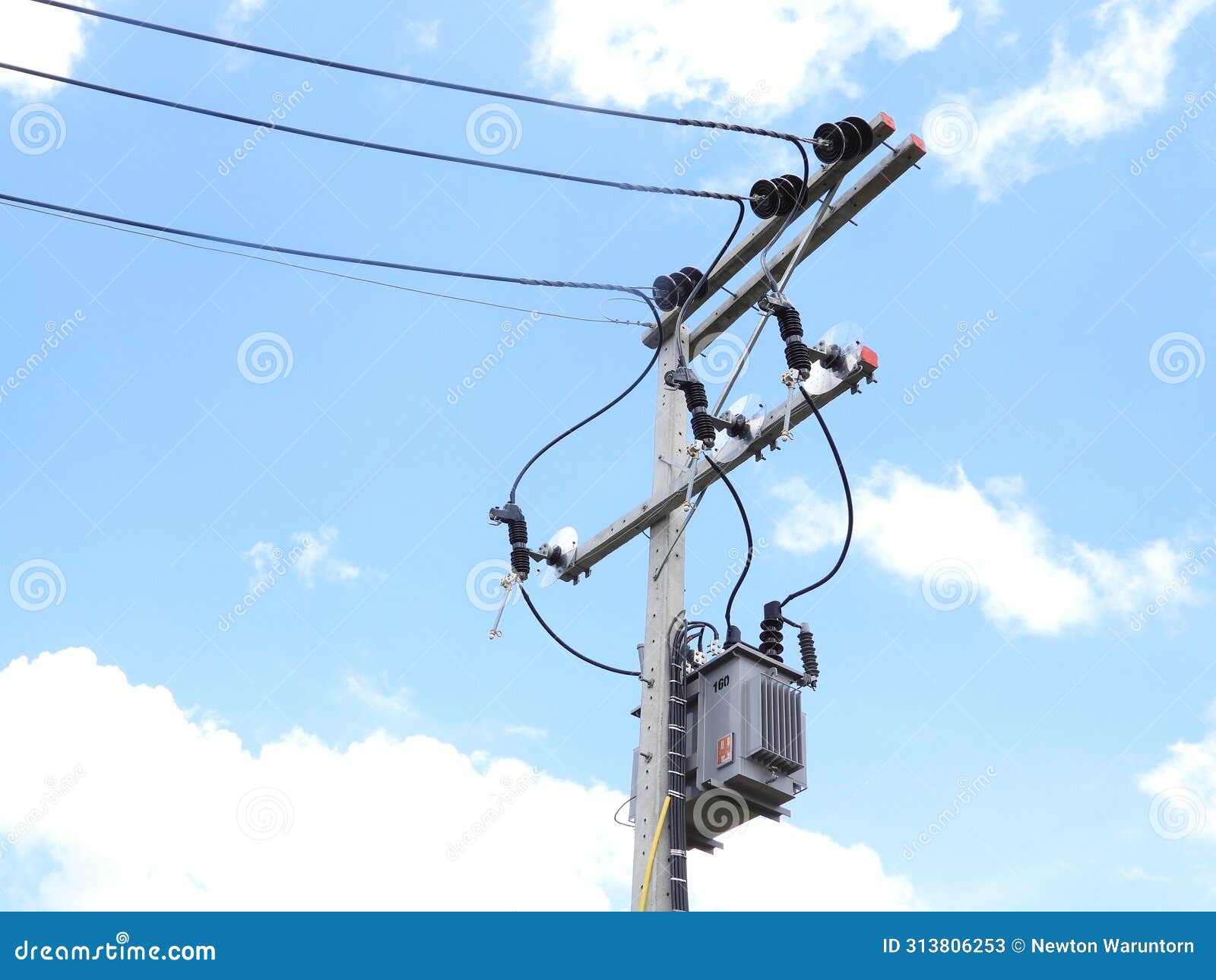Distribution Transformer on Single Pole Stock Image - Image of pole ...