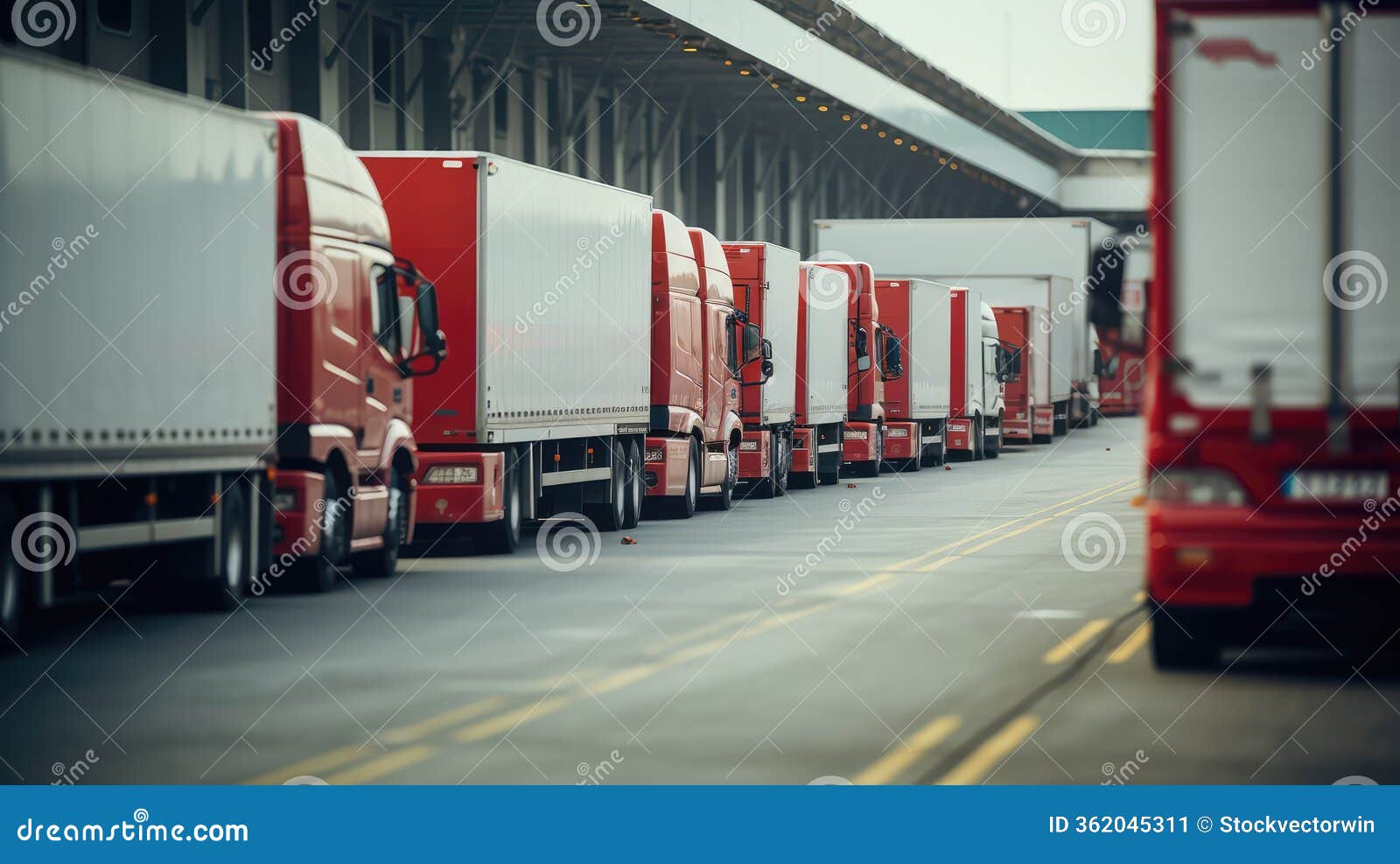 A Fleet Of Trucks Stationed At The Warehouse Royalty-Free Stock Photo ...