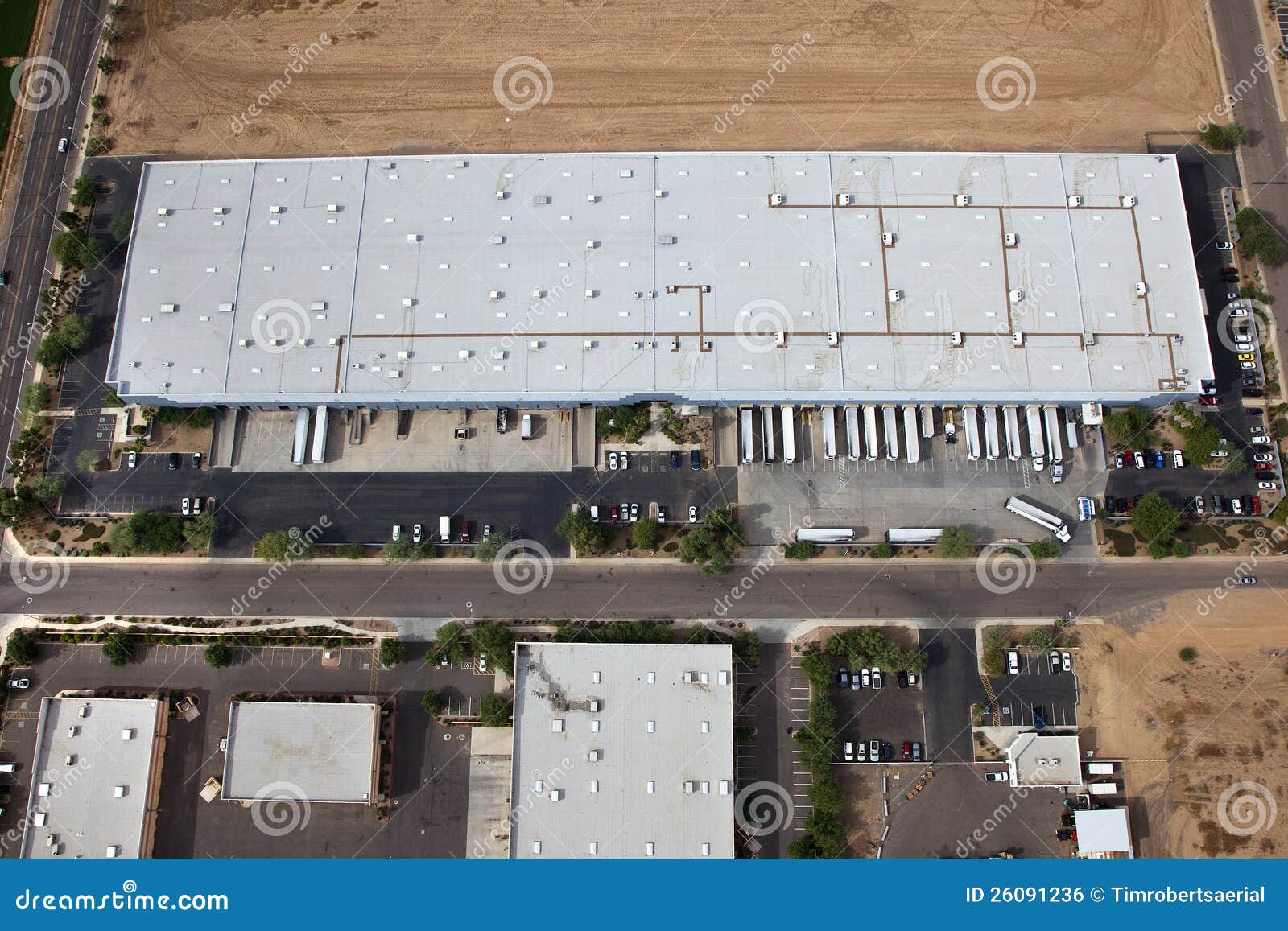 Distribution Warehouse from Above Stock Photo - Image of trucks ...