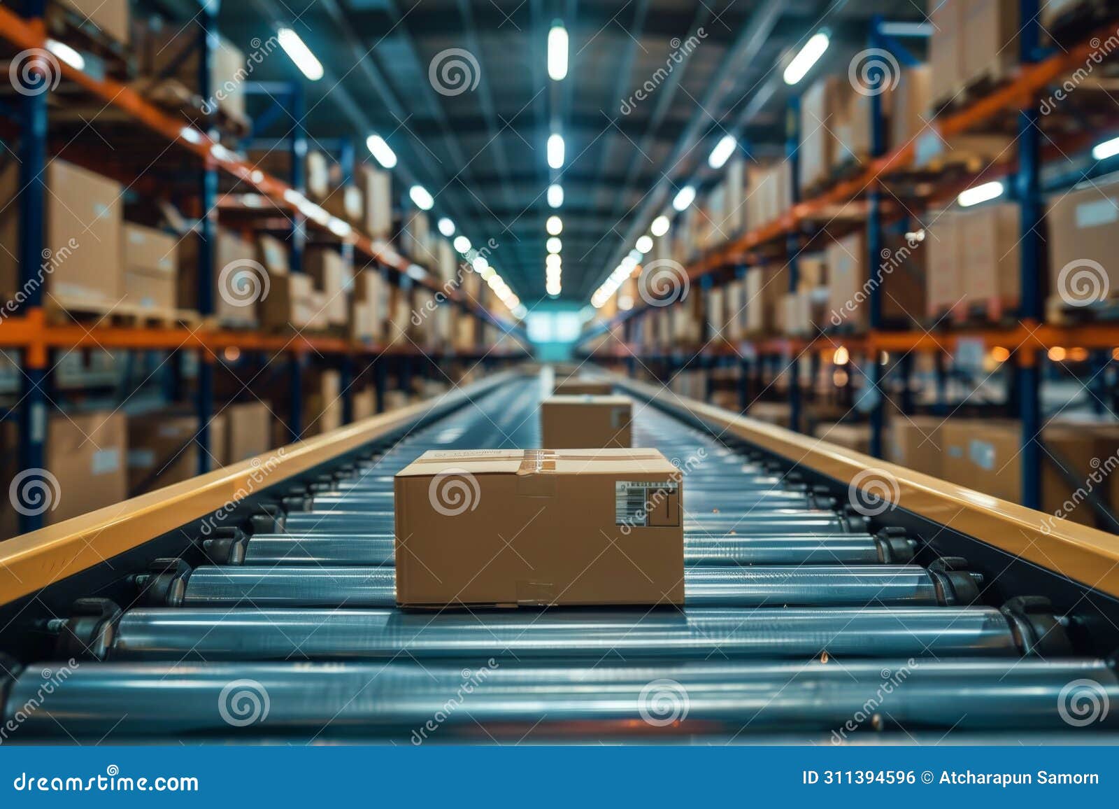 Distribution Warehouse with a Conveyor Belt, Modern Distribution ...